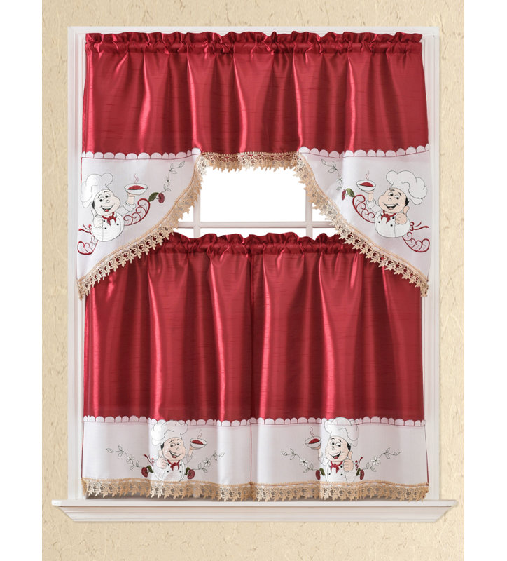 Winston Porter Shivom 56'' W Kitchen Curtain | Wayfair