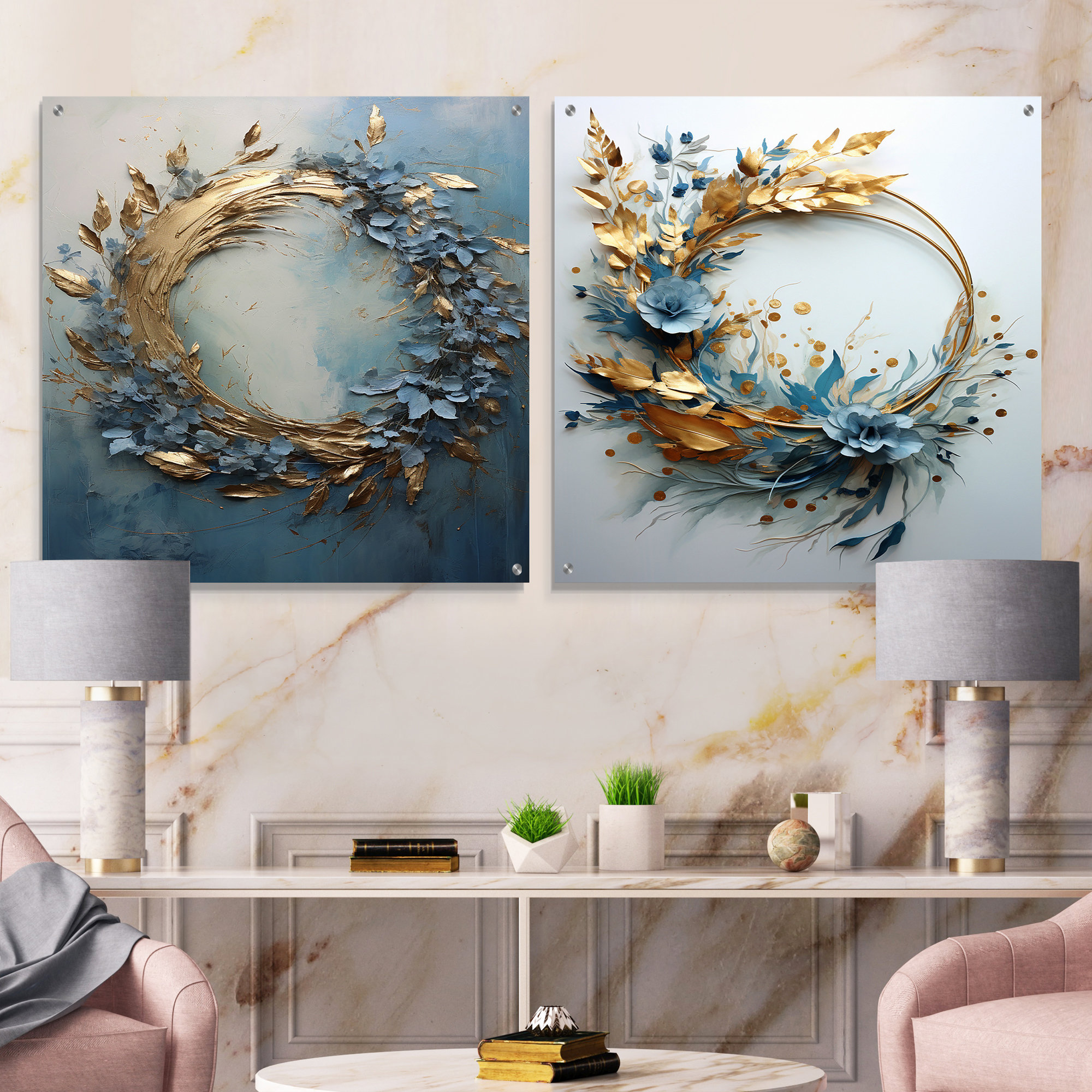 House of Hampton® Bold And Blue Wreath Simplicity - Wreath Acrylic Wall ...