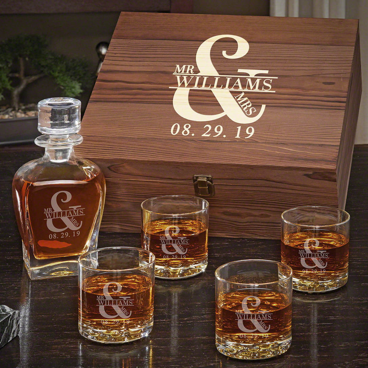 Charlton Home Personalized Okabena Love and Marriage 5 Piece Whiskey ...