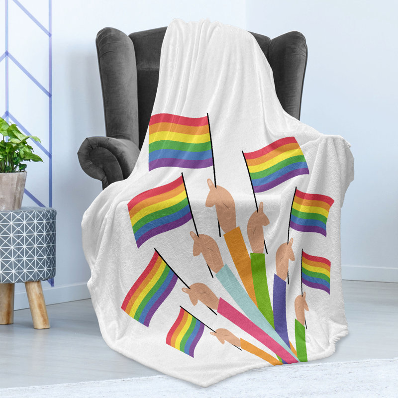 Ambesonne Rainbow Fleece Throw Blanket Pride Flags Love Wins Multicolor ...