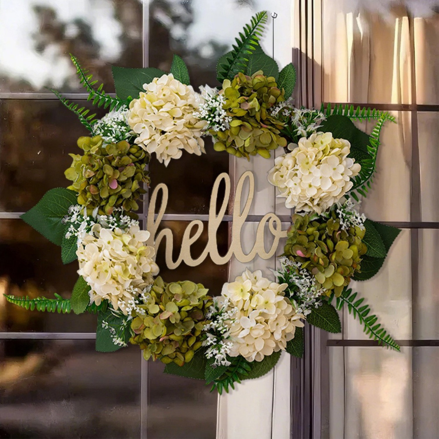 green hydrangea wreath