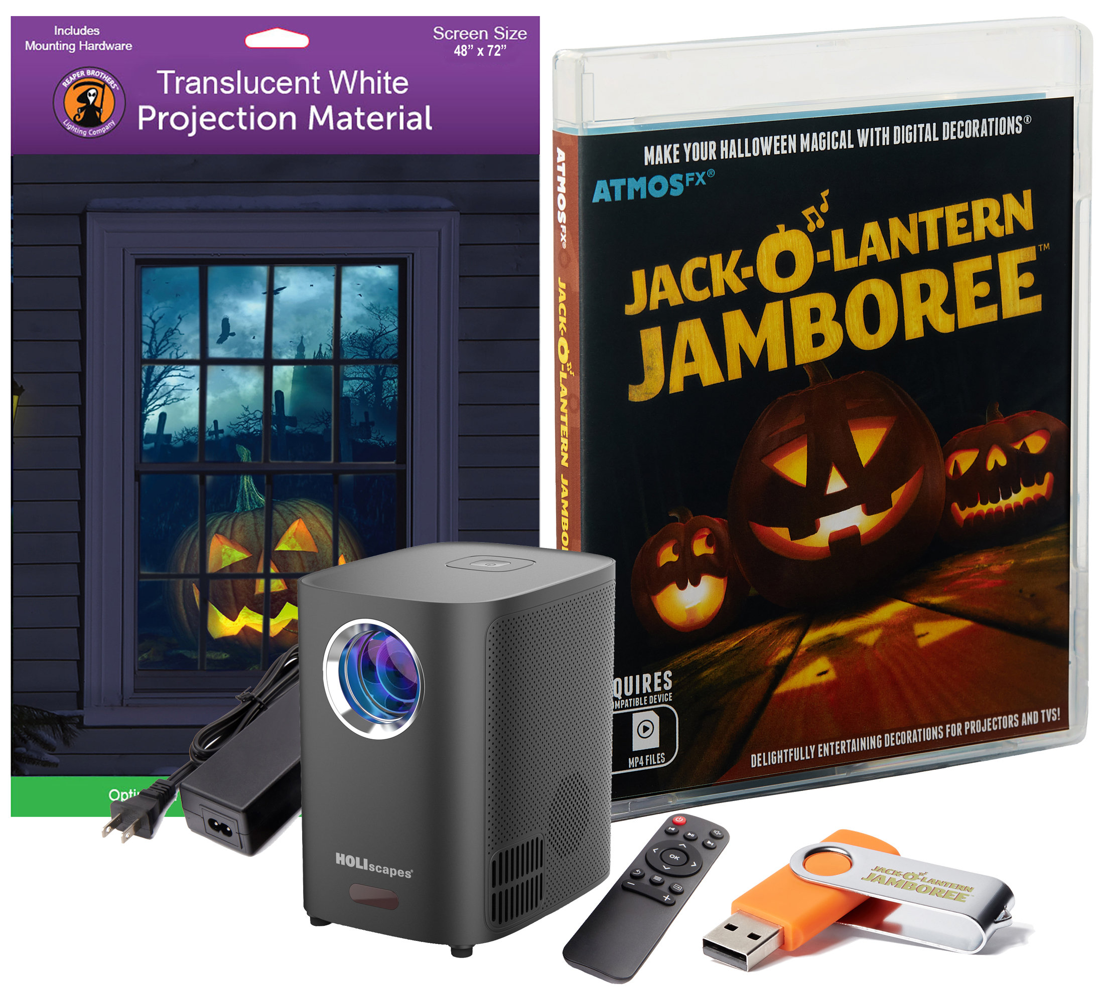 Holiscapes USB Projector Kit - AtmosFX Jack-O-Lantern Jamboree USB ...