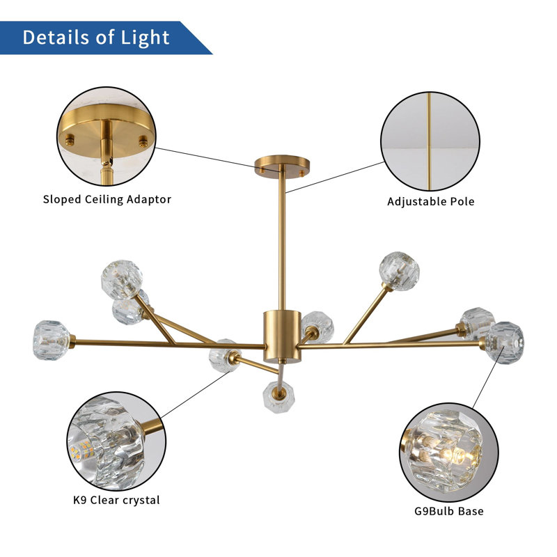 Mercer41 Lidmila 9 - Light Sputnik Modern Linear LED Chandelier | Wayfair