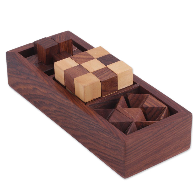 Union Rustic Tousignant Challenging Trio Wood Puzzle | Wayfair