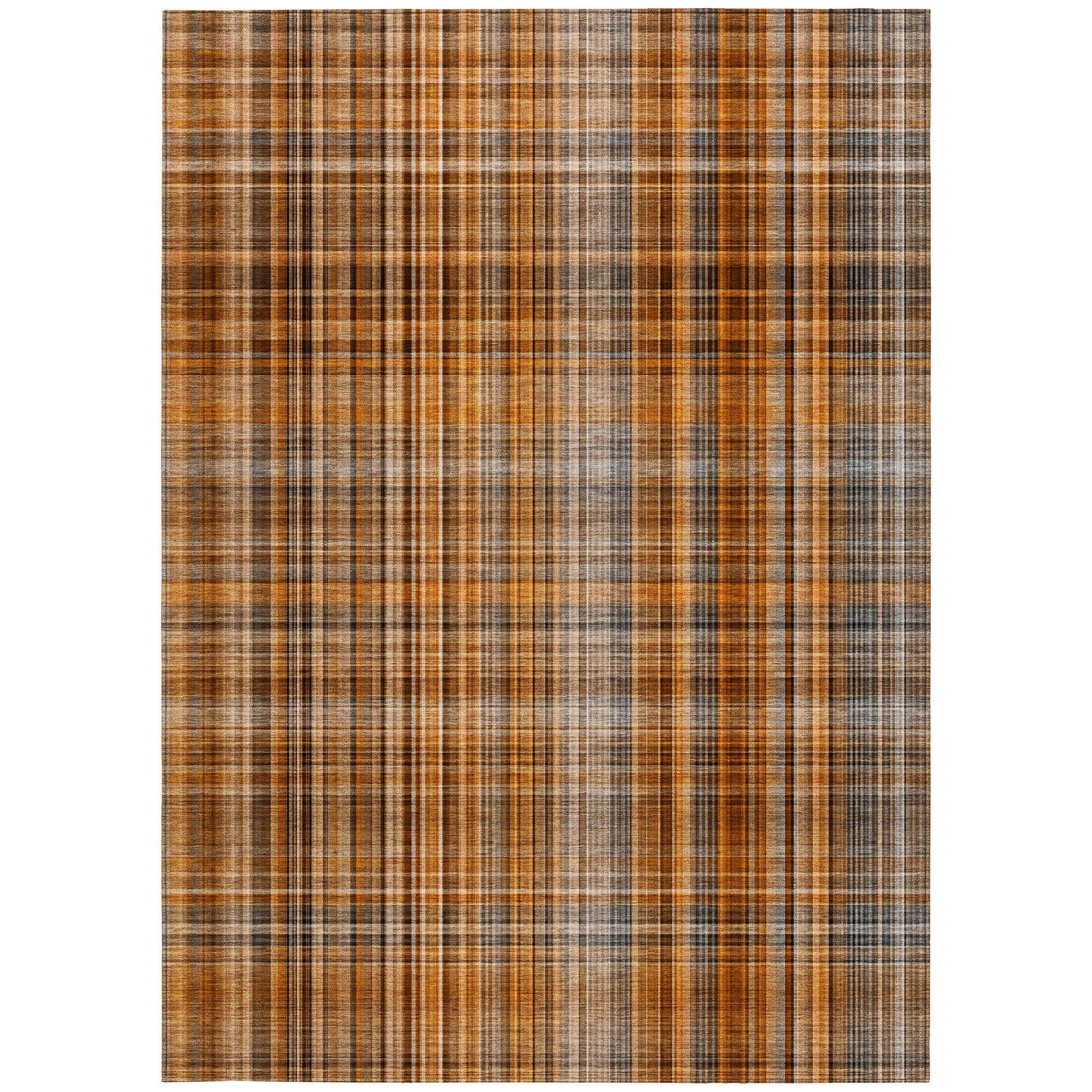 HomeRoots 8' X 10' Terra Cotta Plaid Washable Non Skid Indoor Outdoor ...