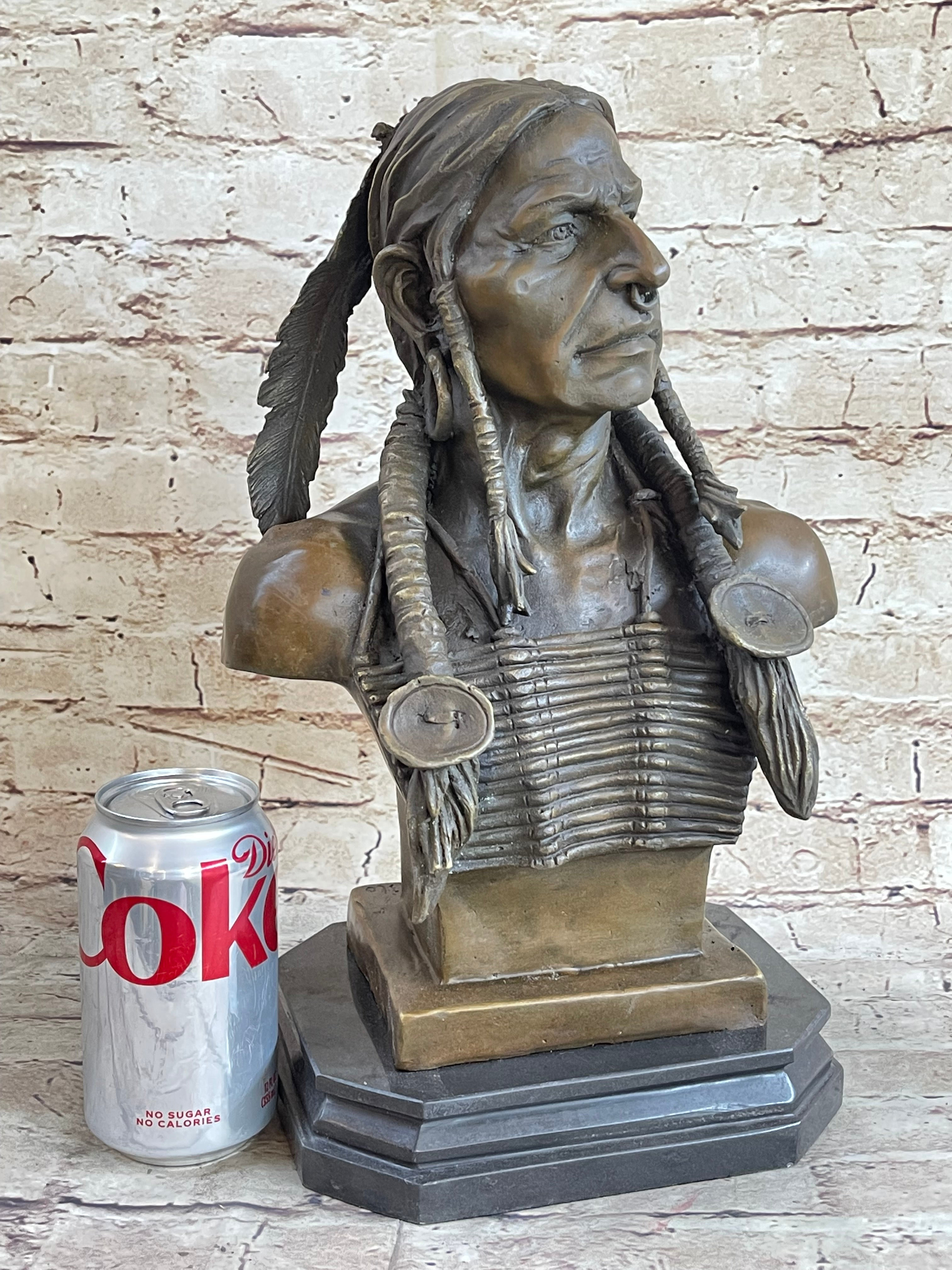 Red Barrel Studio® Native American Warrior Chief Bronze Bust Sculpture ...