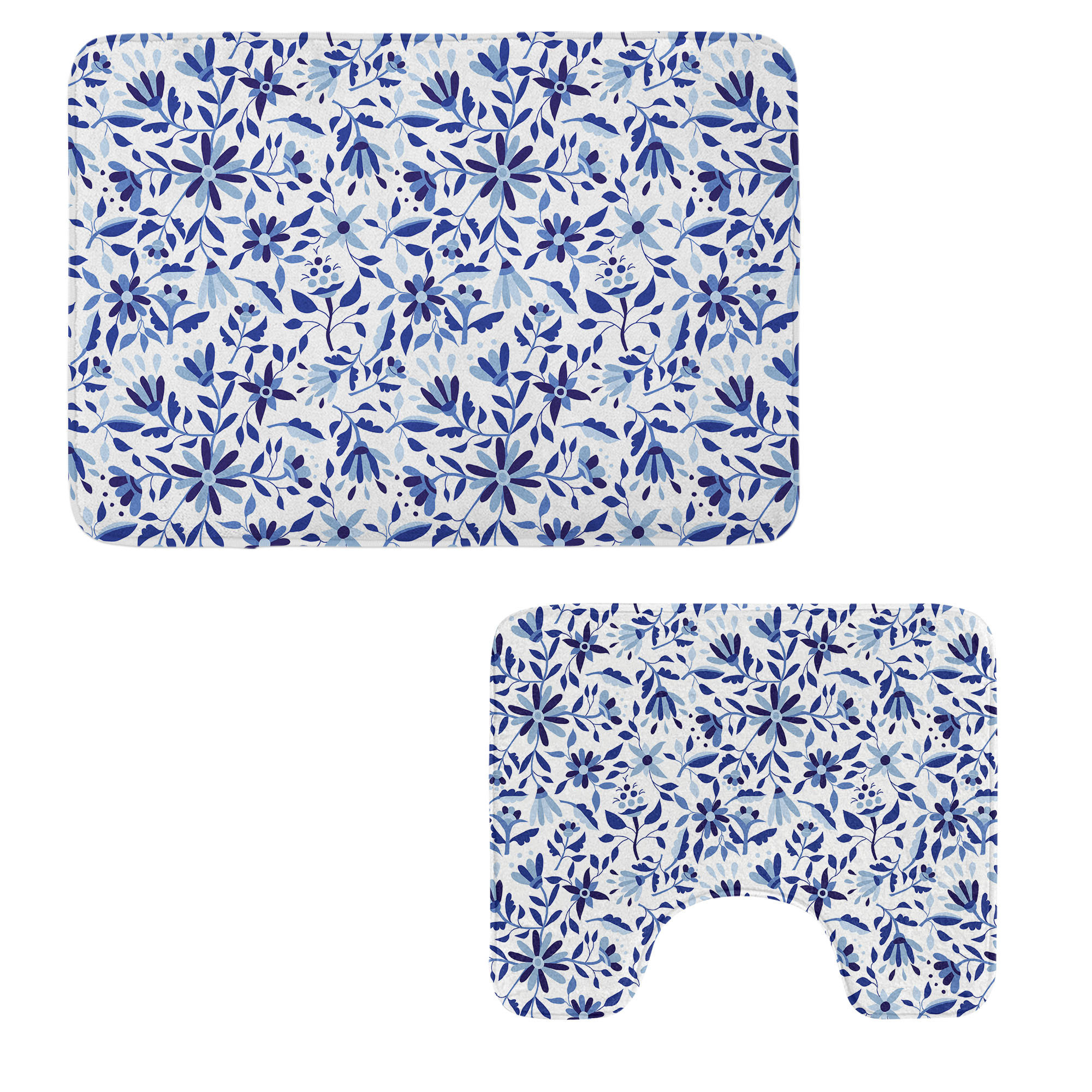 Ophelia & Co. Blue Bathroom Rug Set 2 Pieces Rectangle & Contour Mats ...