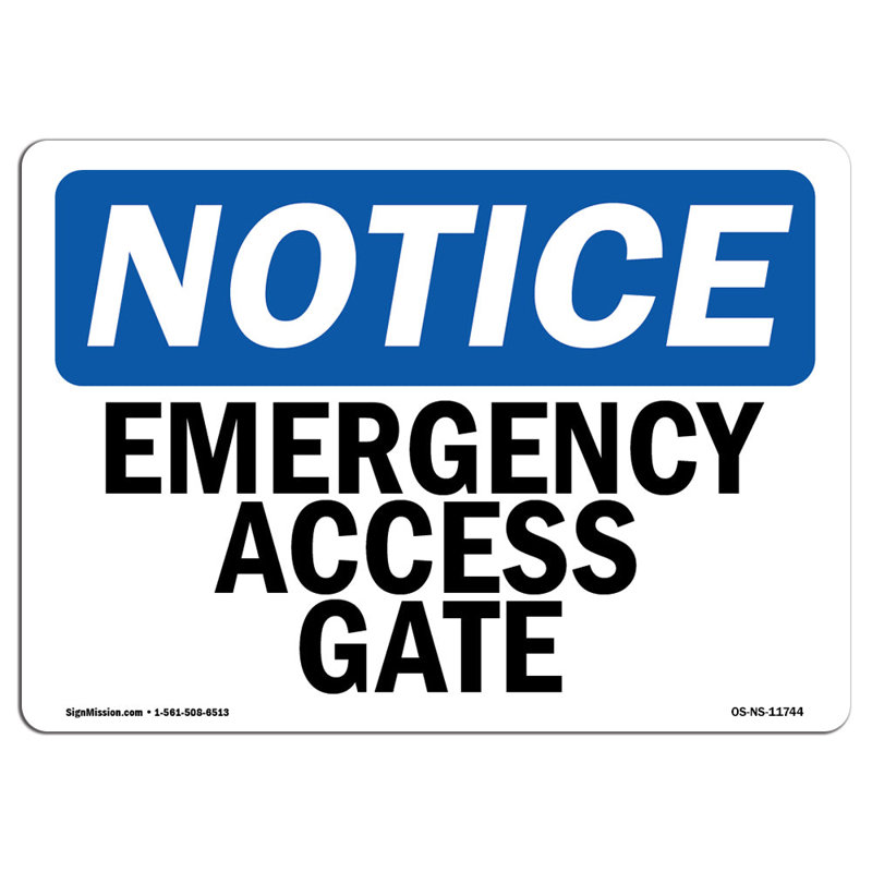 SignMission Emergency Access Gate Sign | Wayfair
