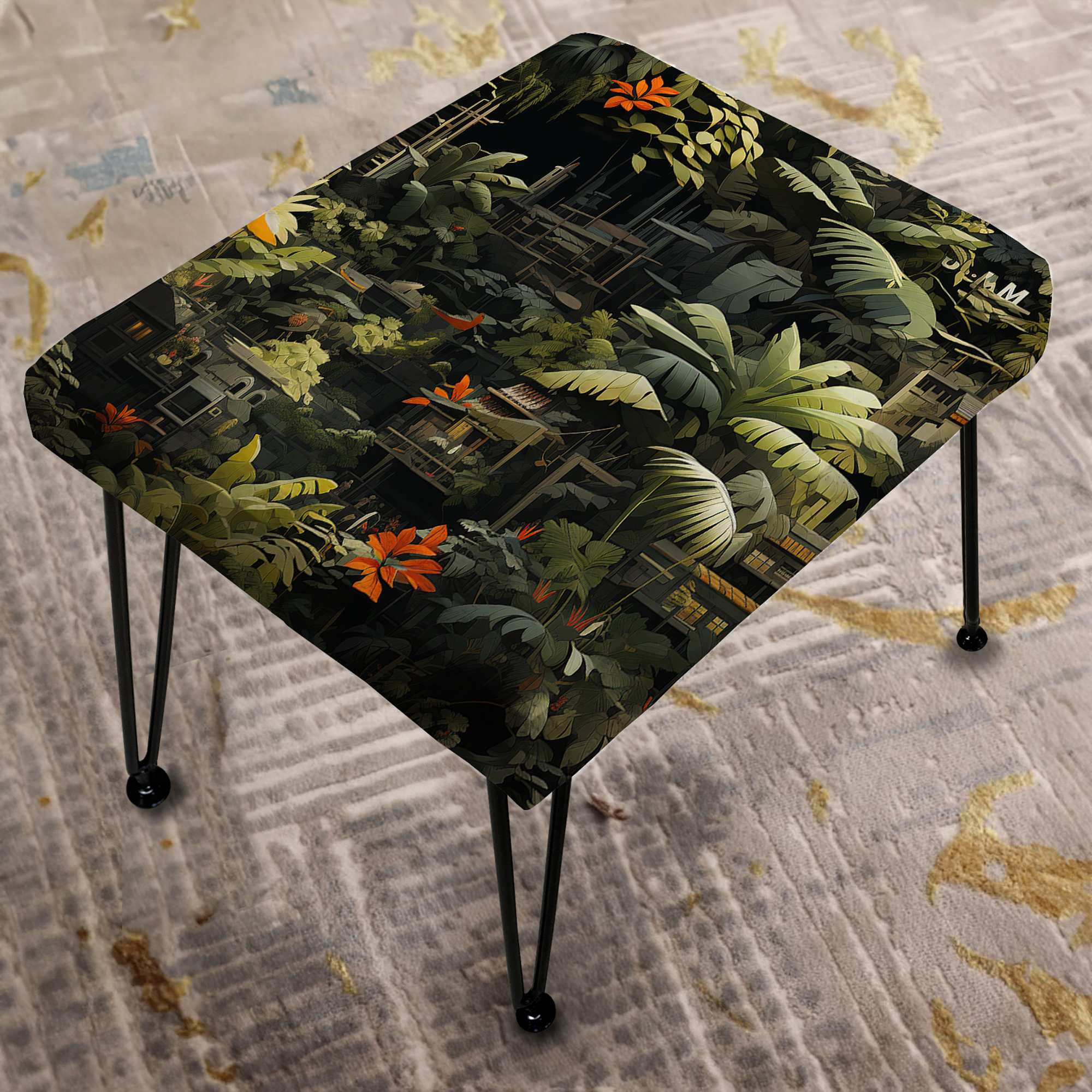 Design Art Urban Jungle Collage - Tropical Rectangle Ottoman | Wayfair