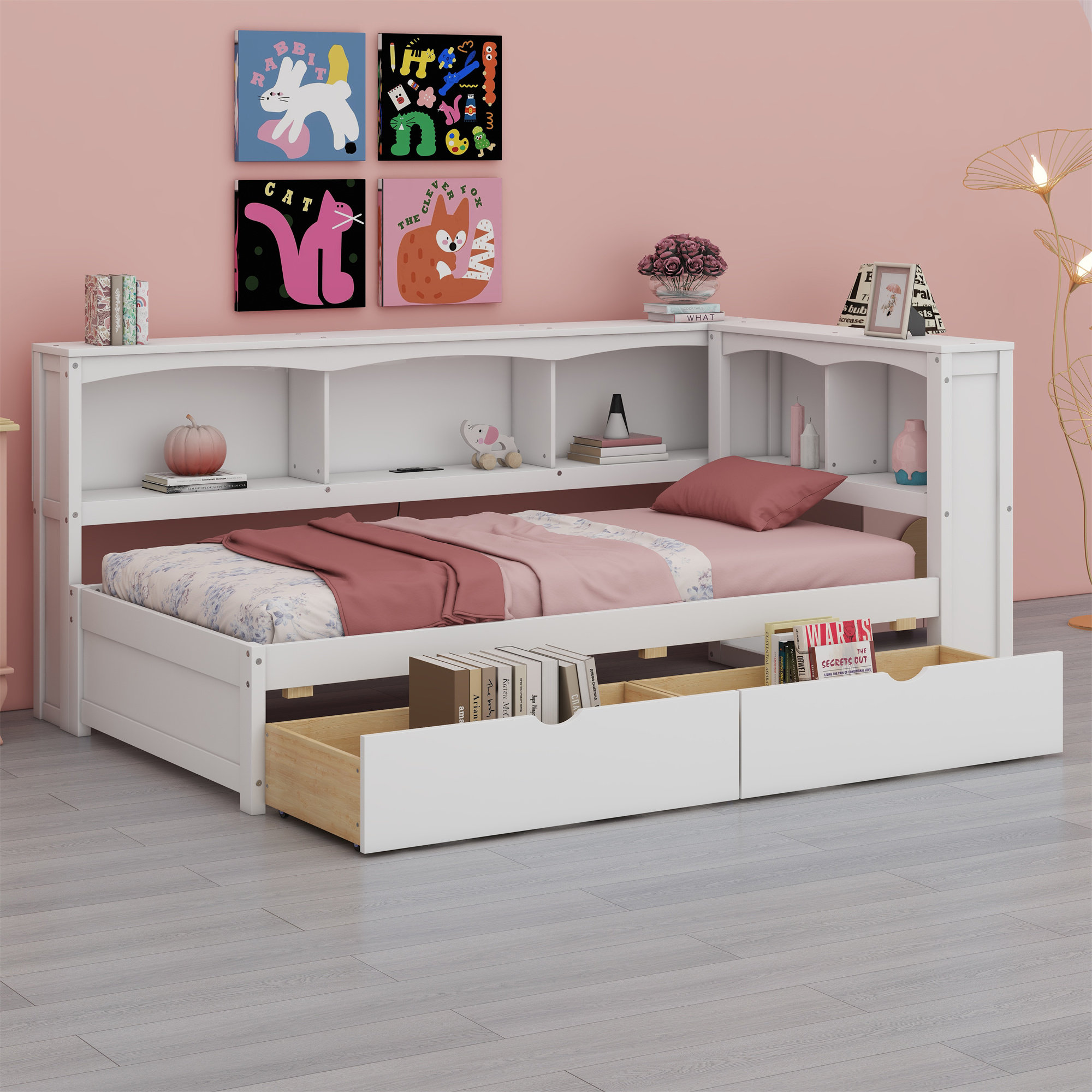 Lark Manor Daybed With Two Storage Drawers, Storage Cabinets And USB ...