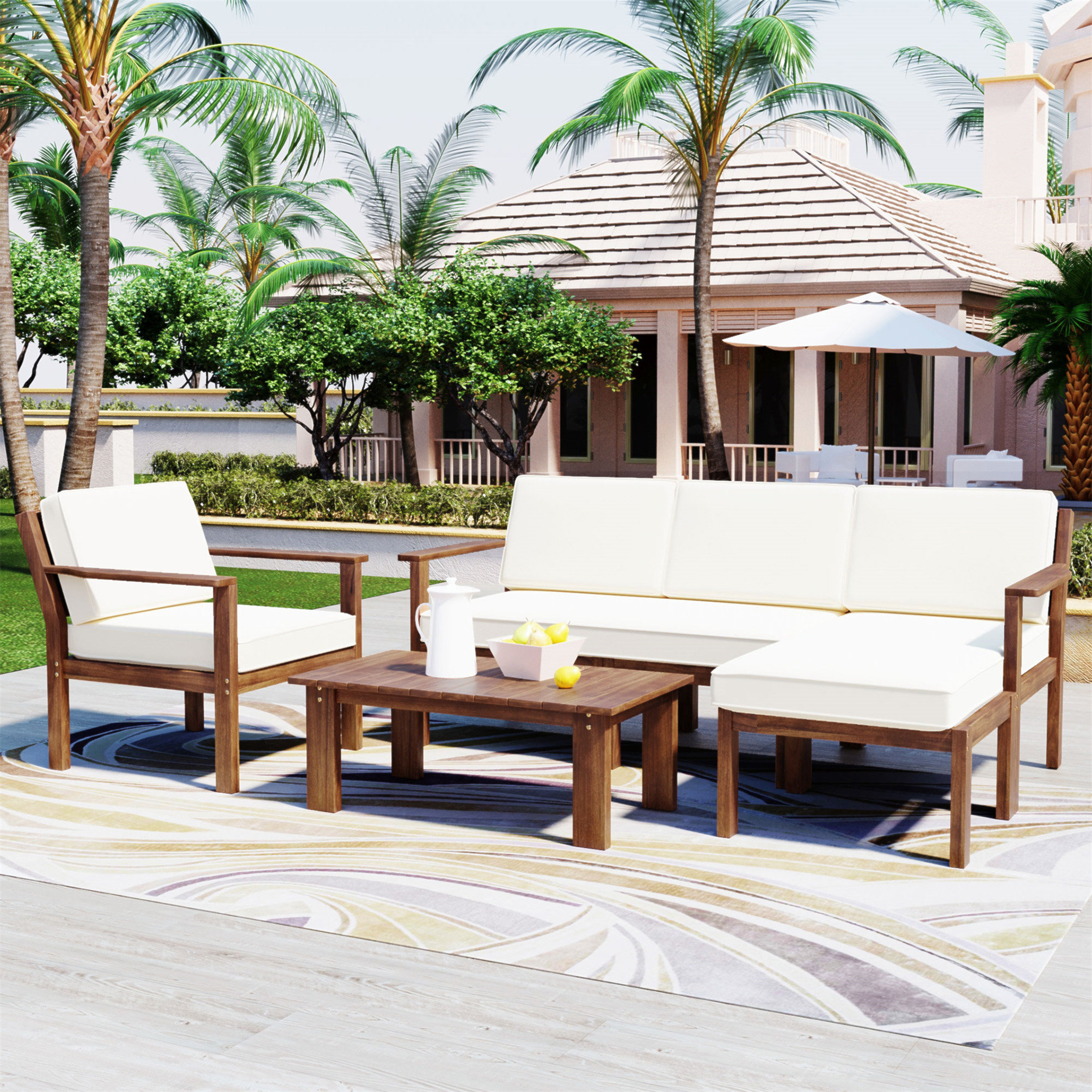 Red Barrel Studio® Comfortable Multi-Person Outdoor Sofa Set With ...