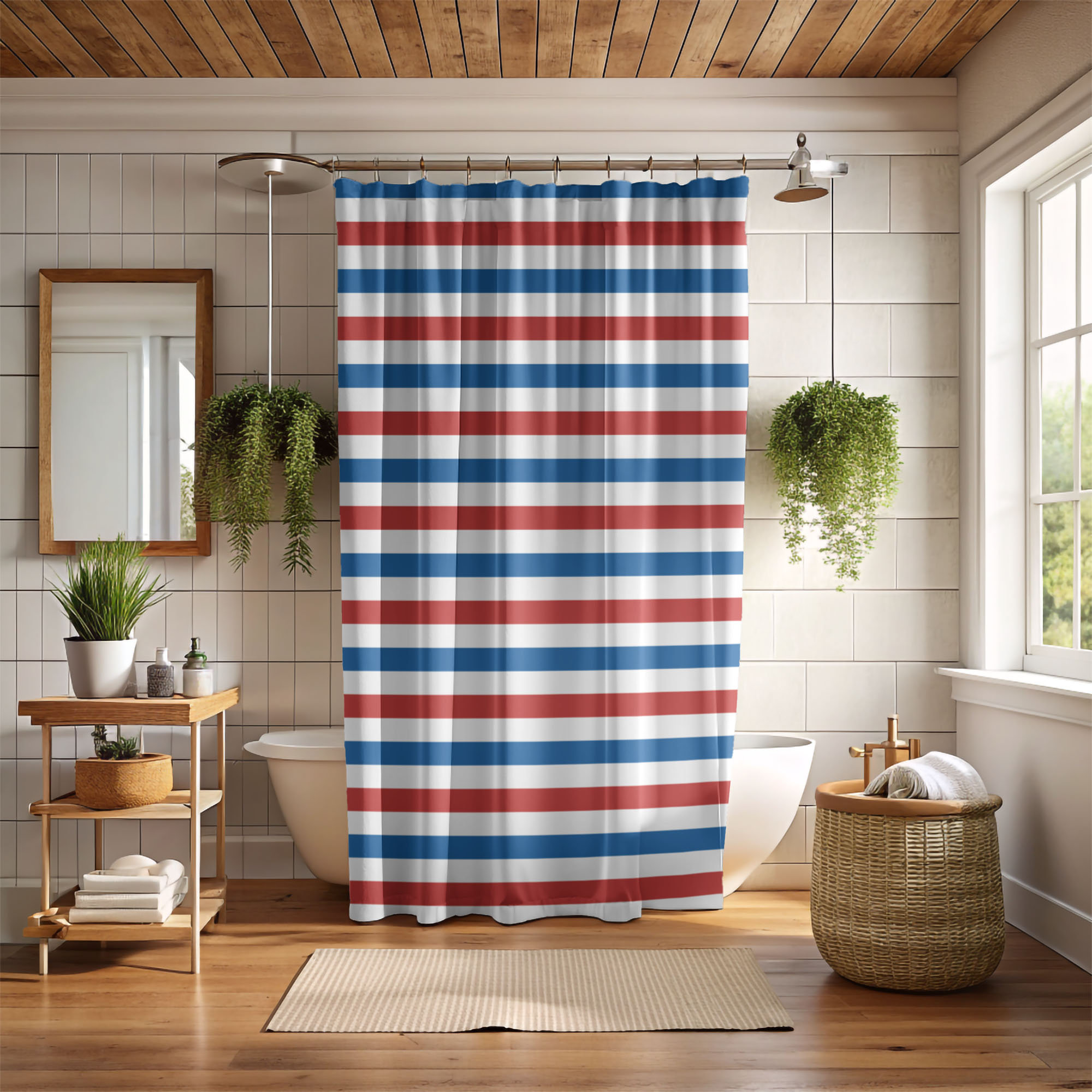 East Urban Home Maroon Teal- 1 Piece Standard Shower Curtain 0098 | Wayfair