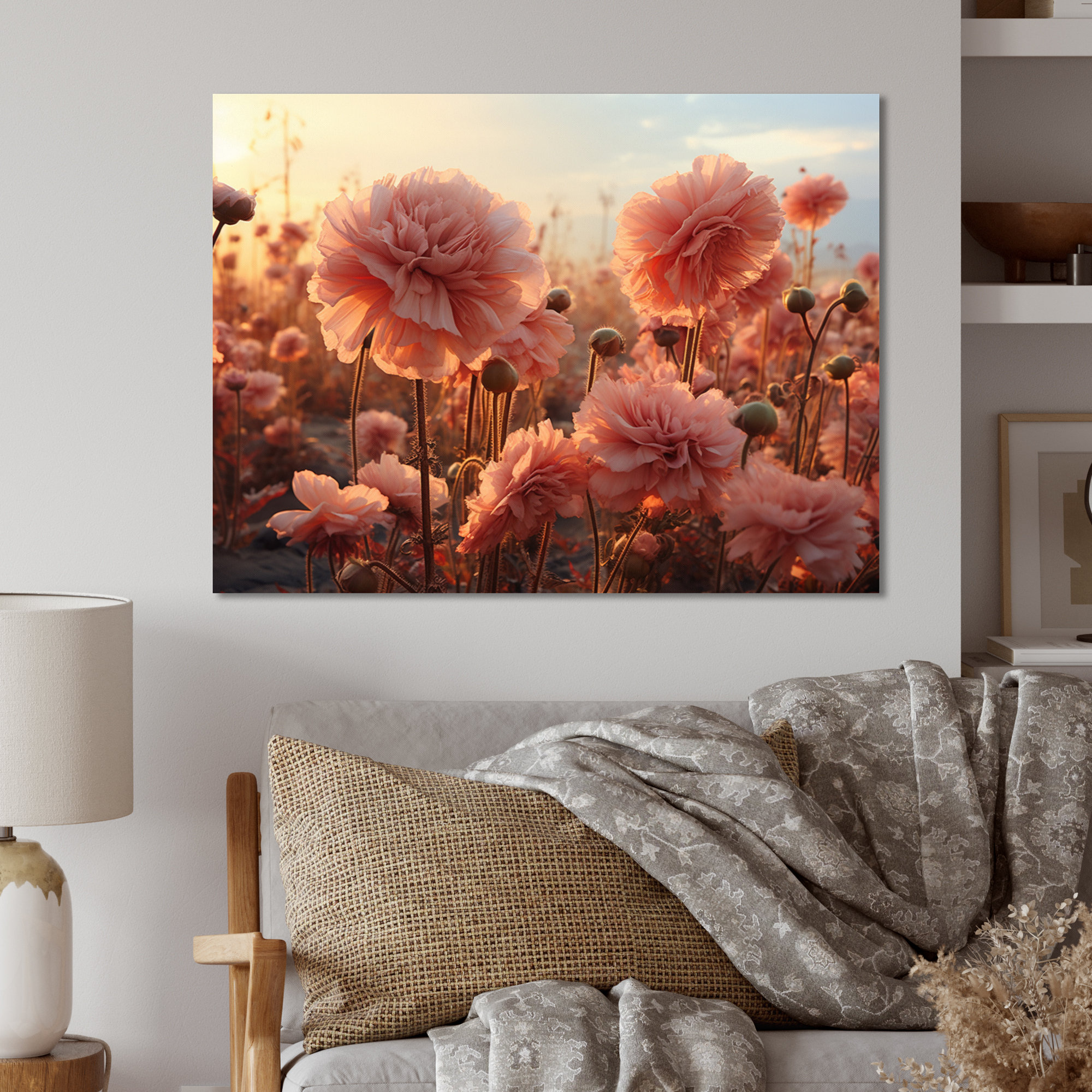 Latitude Run® Carnations Field III - Floral Print on Metal | Wayfair