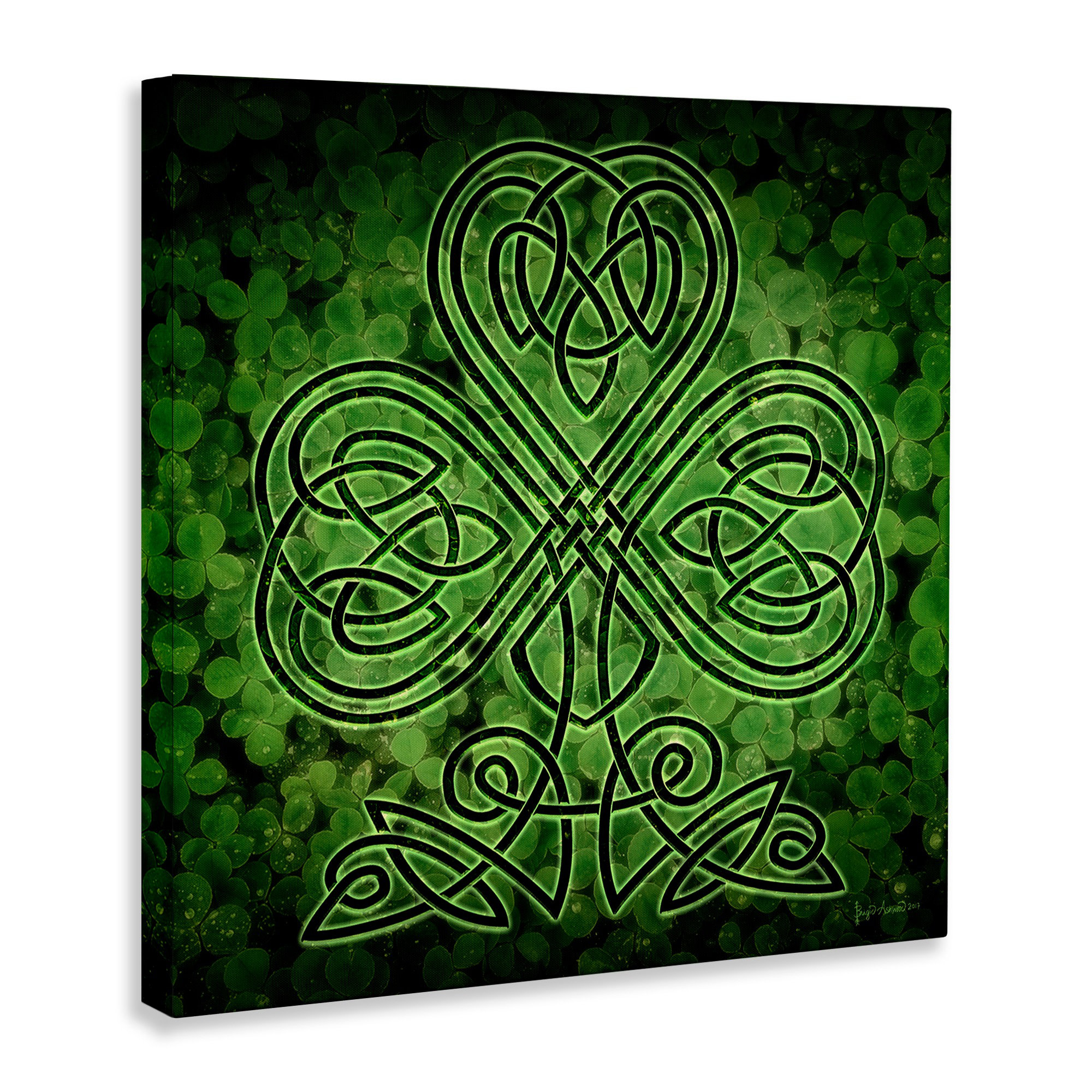 Bungalow Rose Green Celtic Shamrock Knot Canvas Wall Art Design By ...