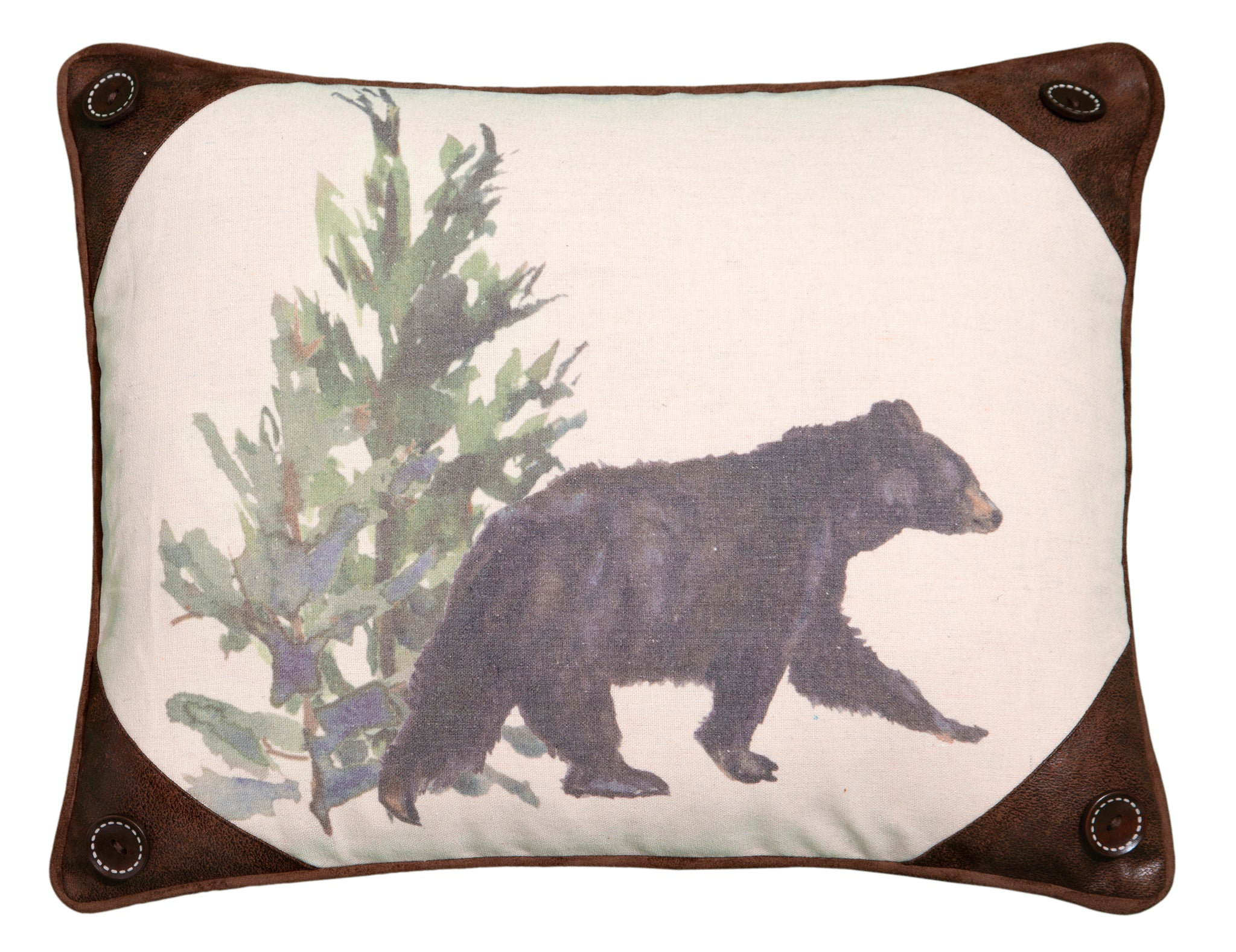 Carstens Inc. Rustic Cabin Watercolor Bear and Tree Throw Pillow 16" x ...