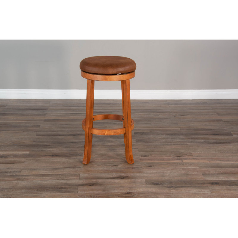 Loon Peak® Sears Swivel Upholstered Counter Stool with Solid Wood Frame ...