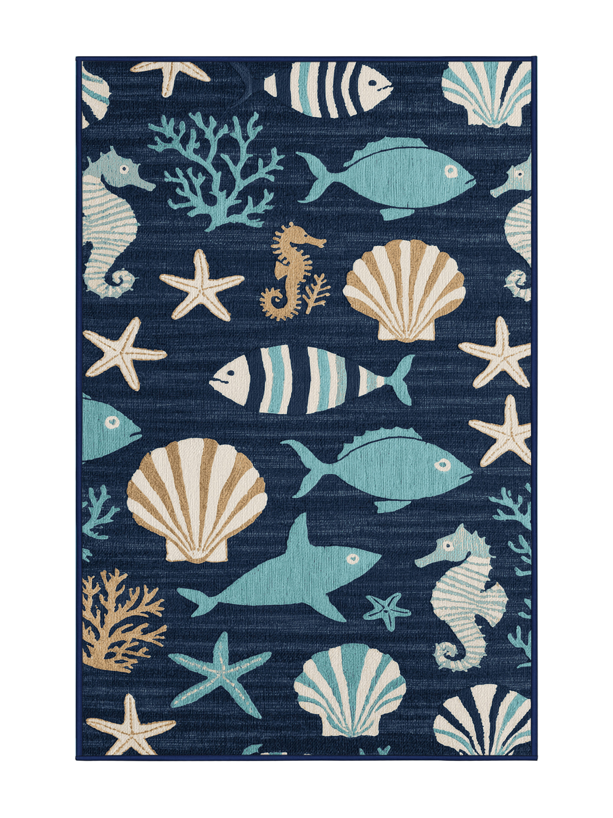 Rosecliff Heights Washable Stylized marine life Nautical Area Rug | Wayfair