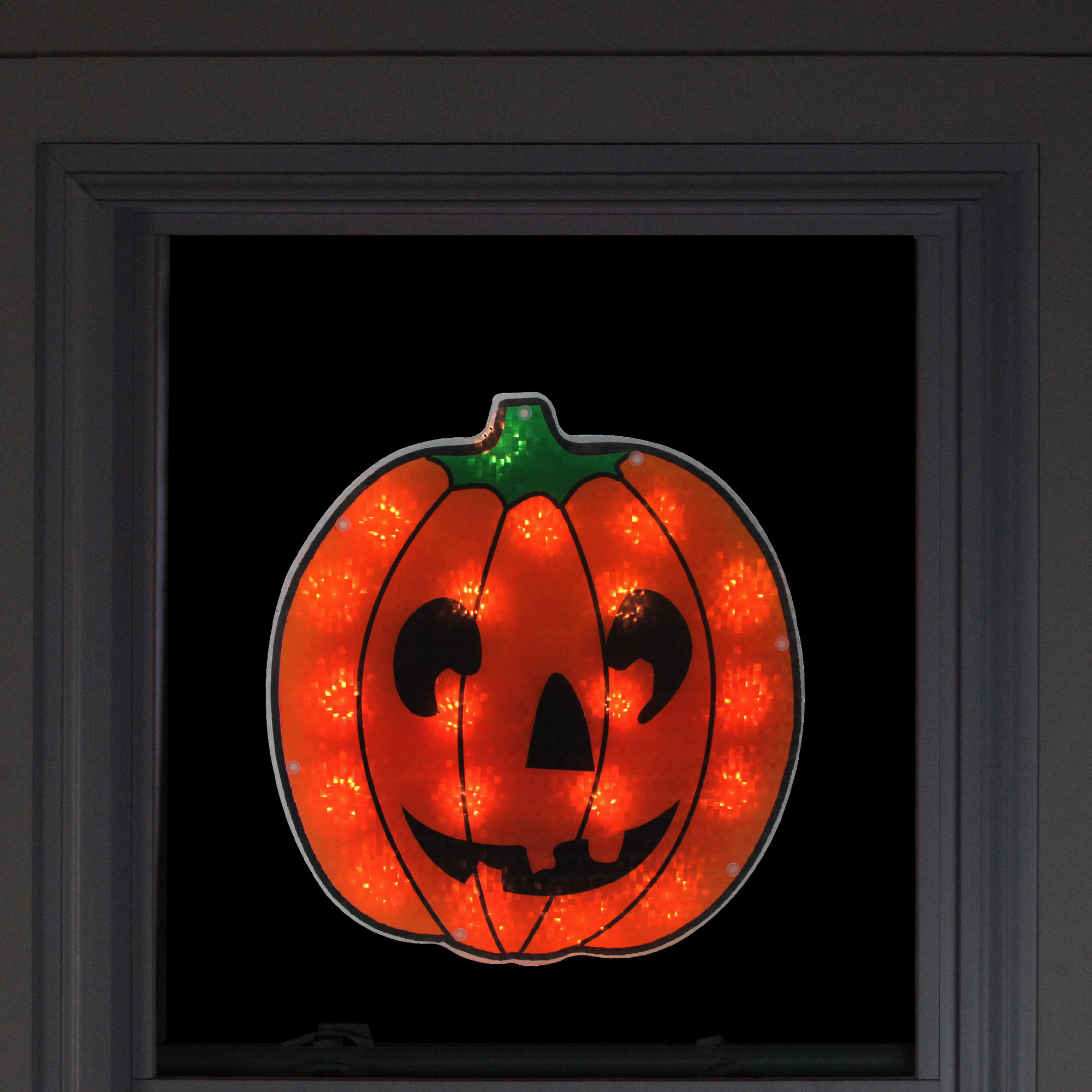 The Holiday Aisle® 13" Lighted Jack O' Lantern Pumpkin Halloween Window ...