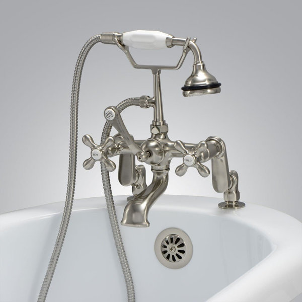 Chevington 3 Handle Deck Clawfoot Tub Faucet with Diverter & Reviews ...