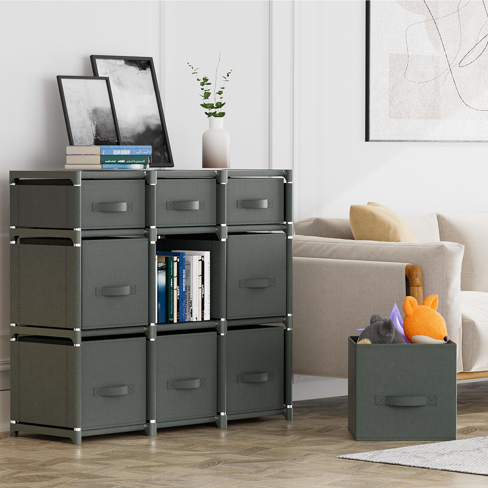 COAHAHA Large Grey 6-Drawer Cube Organizer, Alloy Steel Closet Storage ...