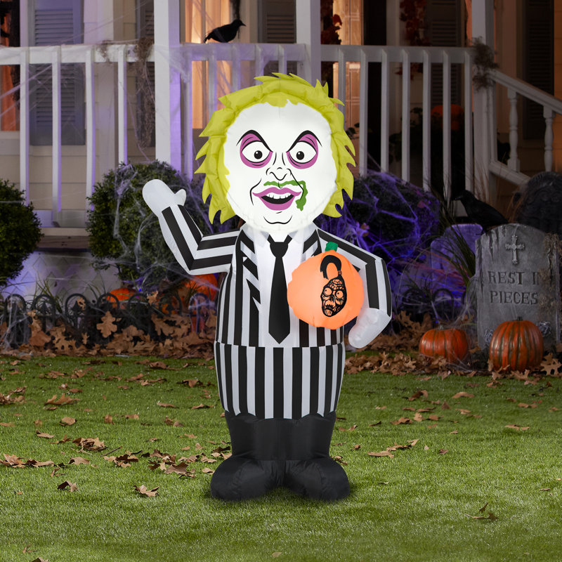 The Holiday Aisle® 42" Halloween Inflatable Beetlejuice Character | Wayfair