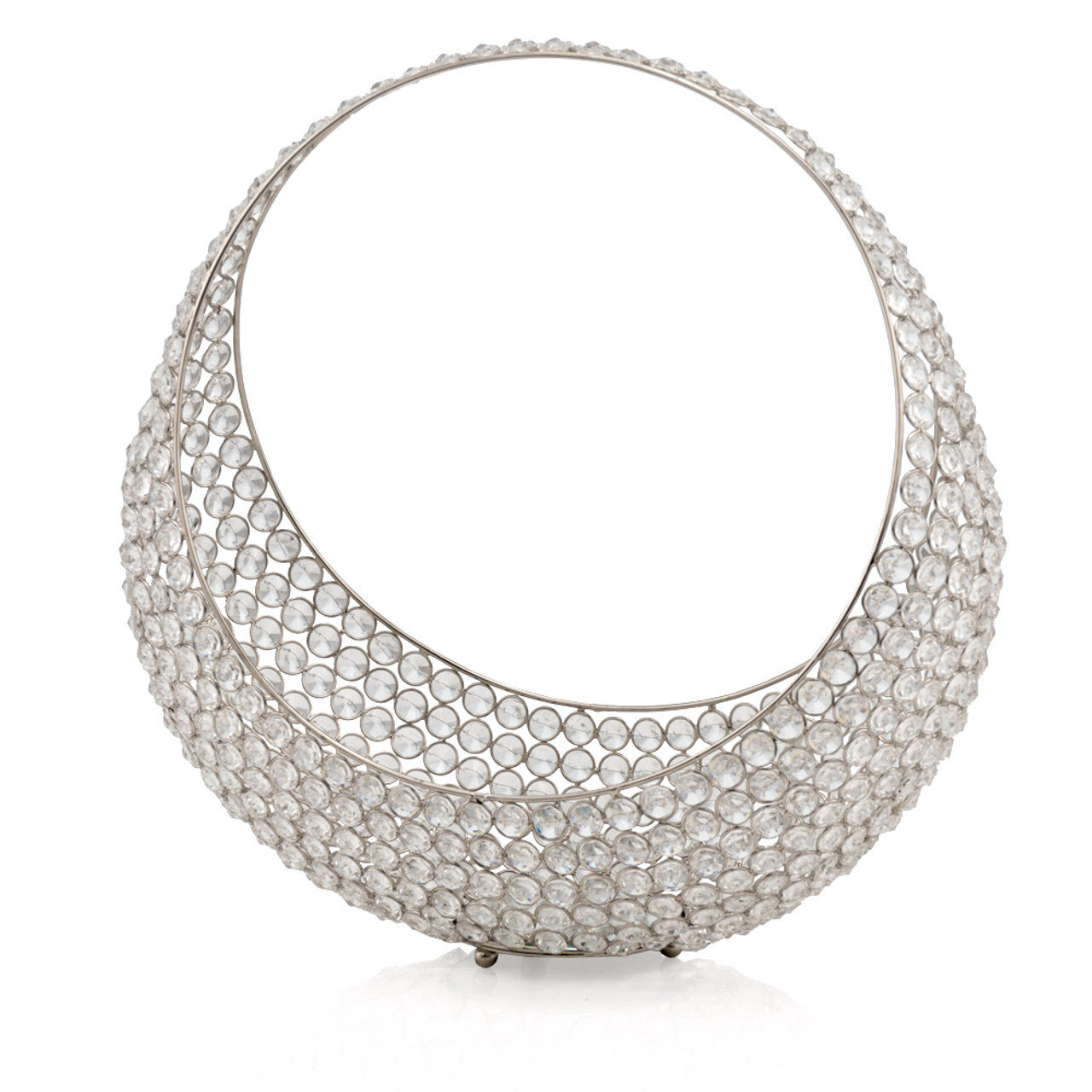 Everly Quinn 16" Silver and Faux Crystal Bling Ring Basket | Wayfair