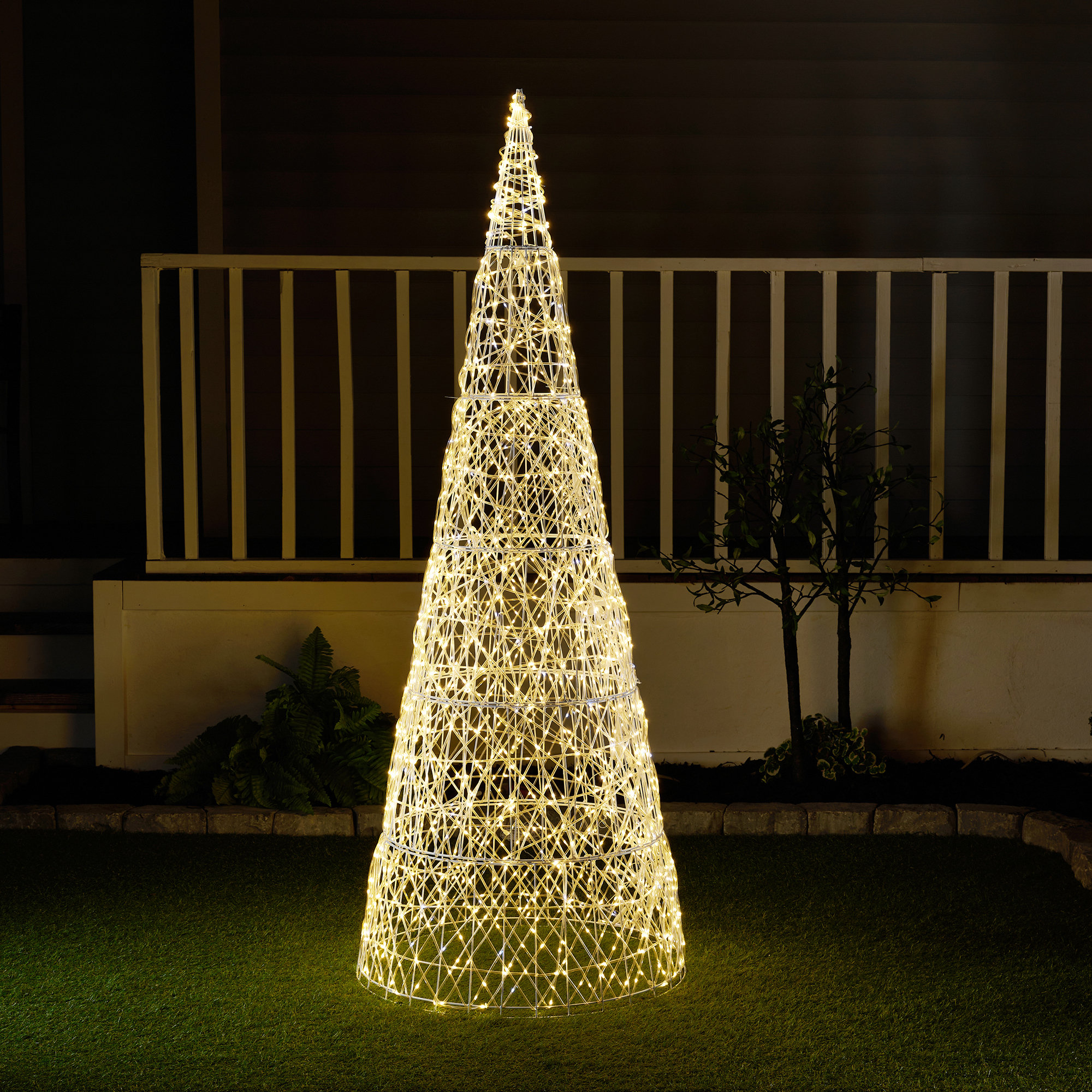 Hi-Line Gift Ltd. Twinkling 1450 LED Christmas Cone Tree with Warm ...