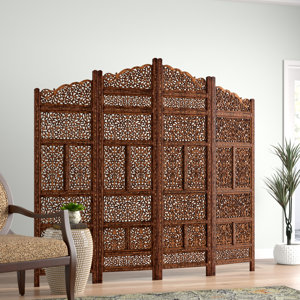 Bungalow Rose Brown Wood Handmade Foldable Arched Partition & Reviews ...