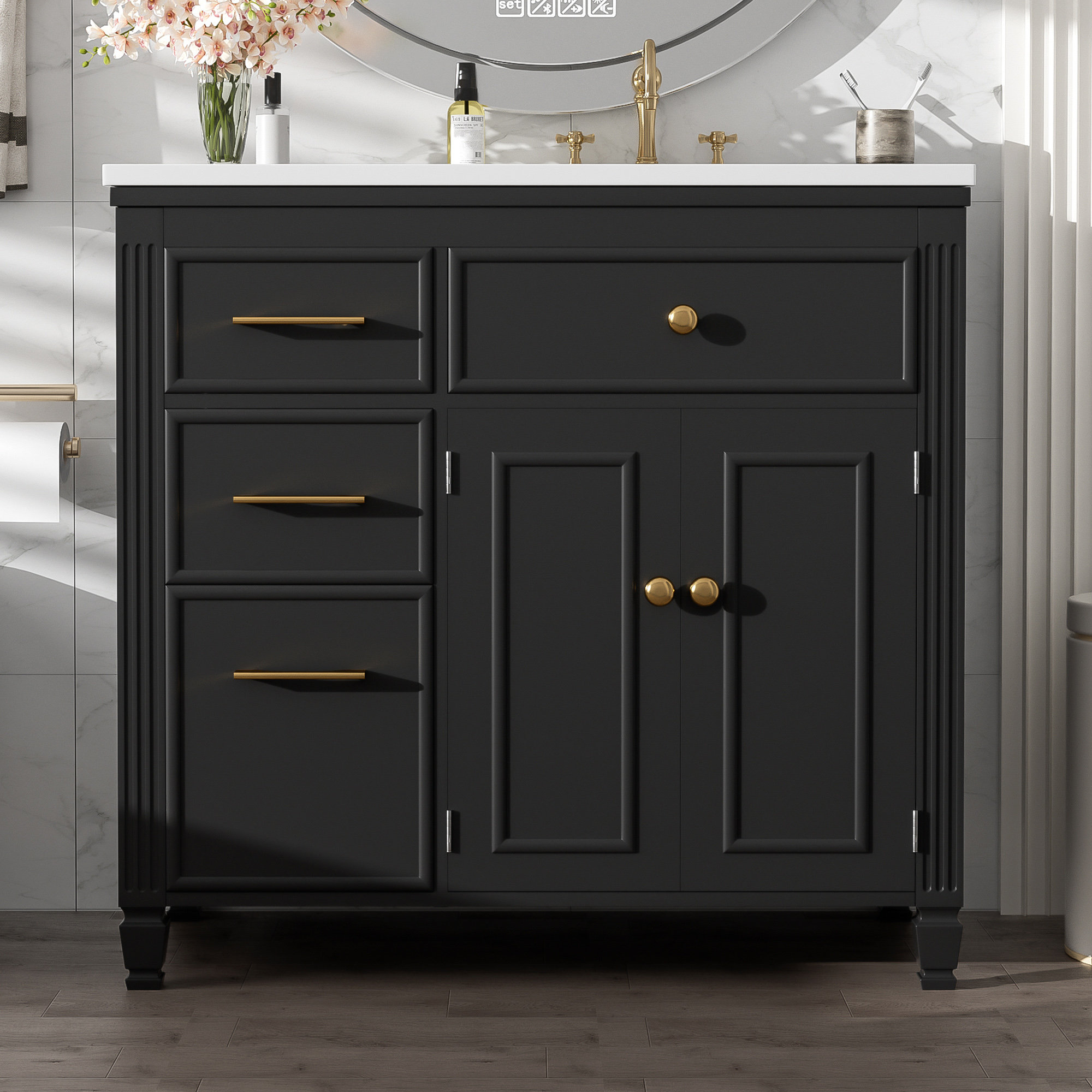 Charlton Home® 36" Classic Bathroom Vanity Cabinet With Ceramic Sink, 1 ...