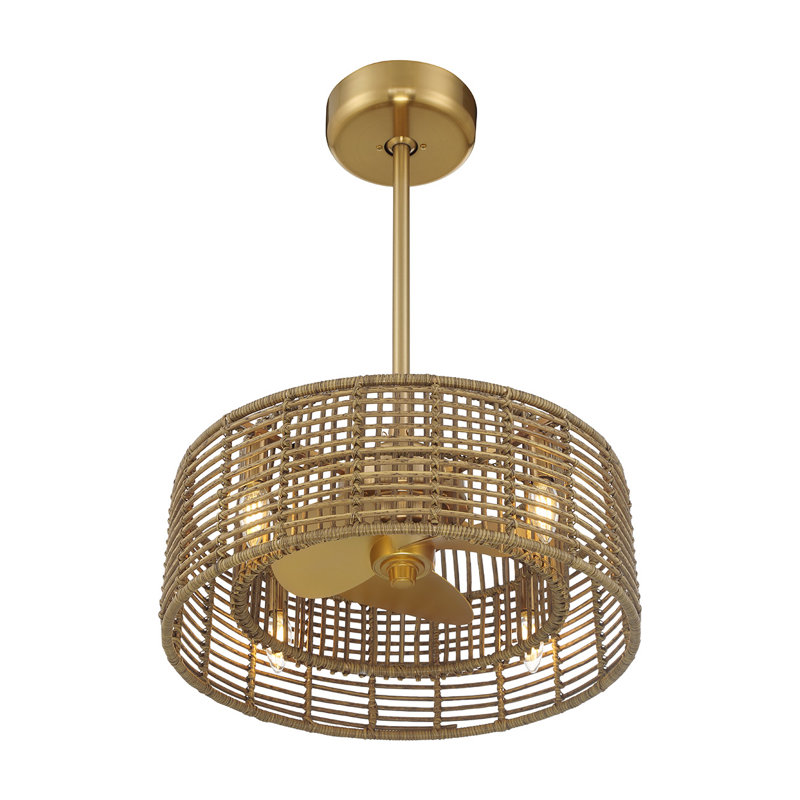 Bayou Breeze Chaddie 4-Light Fan D'Lier in Warm Brass | Wayfair