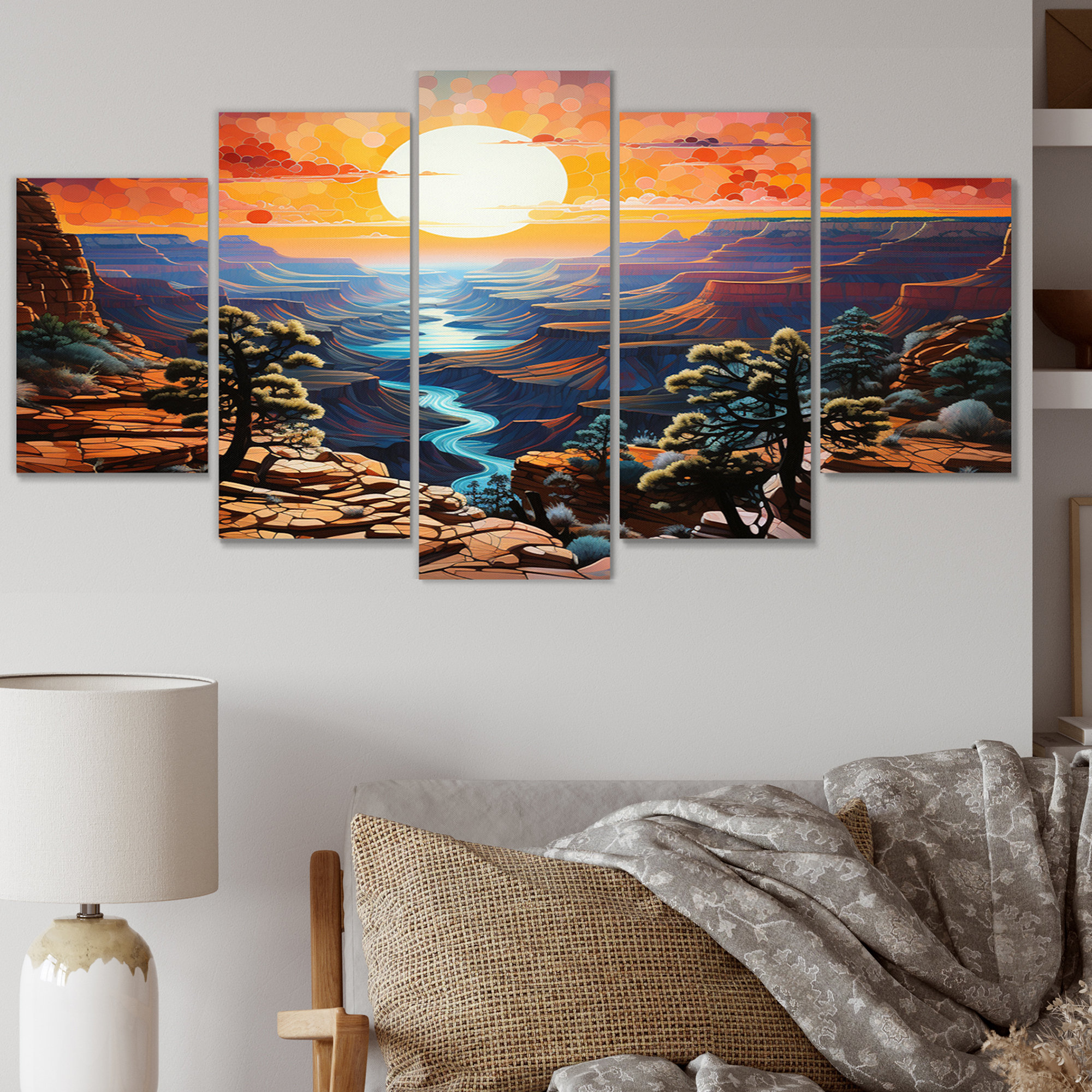 Design Art Canyon Luminosity Pointillism I - Landscapes Metal Wall Art ...