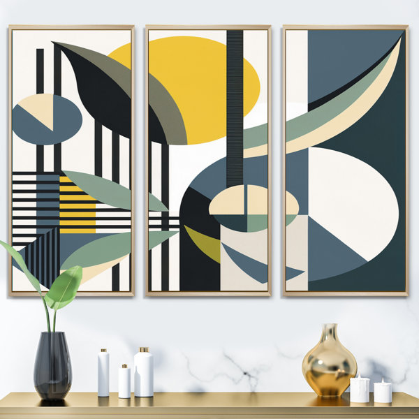 DesignArt Vintage Mid-Century Graphics I On Canvas 3 Pieces Print | Wayfair