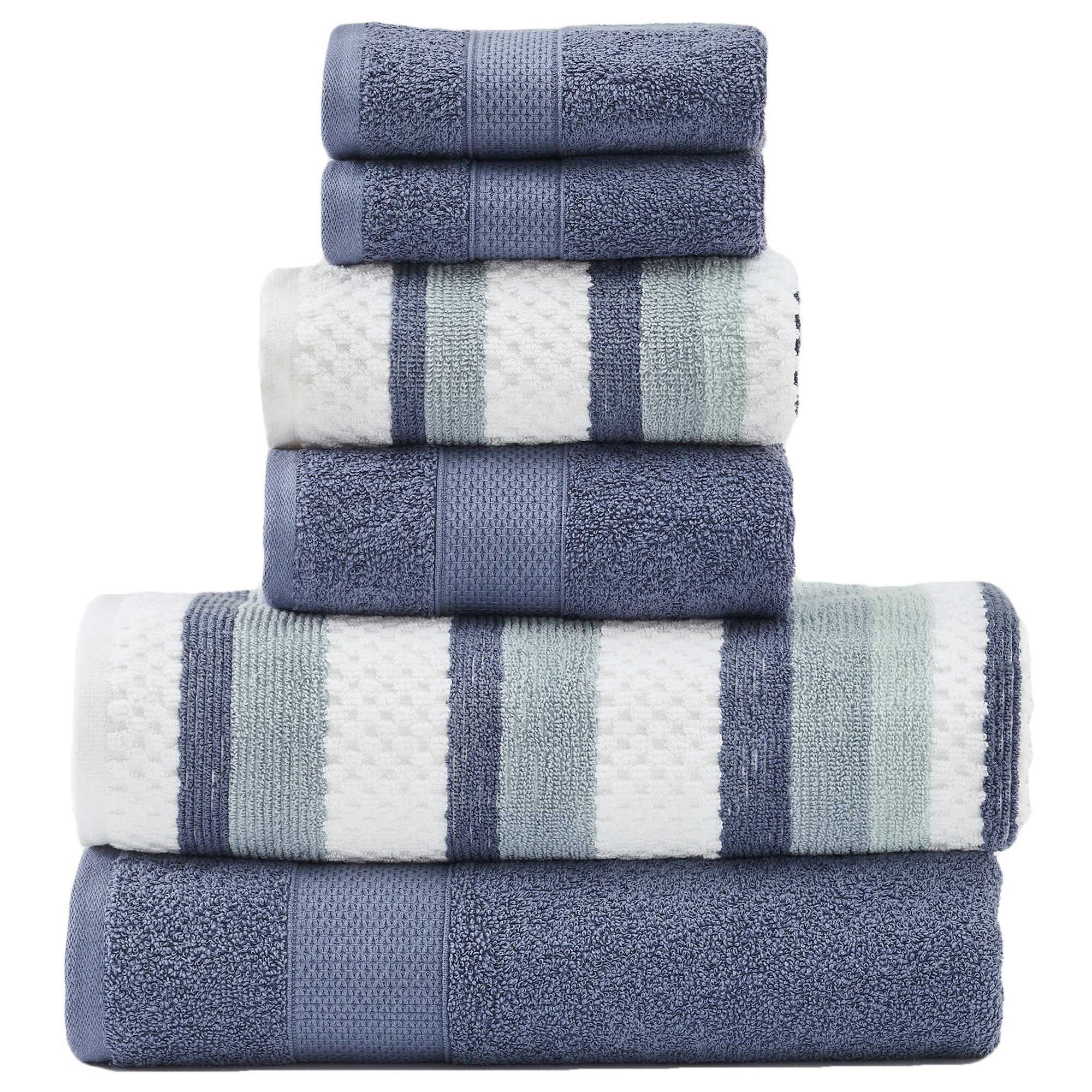 Modern Threads Pax 6-Piece Reversible Yarn Dyed Jacquard Towel Set ...