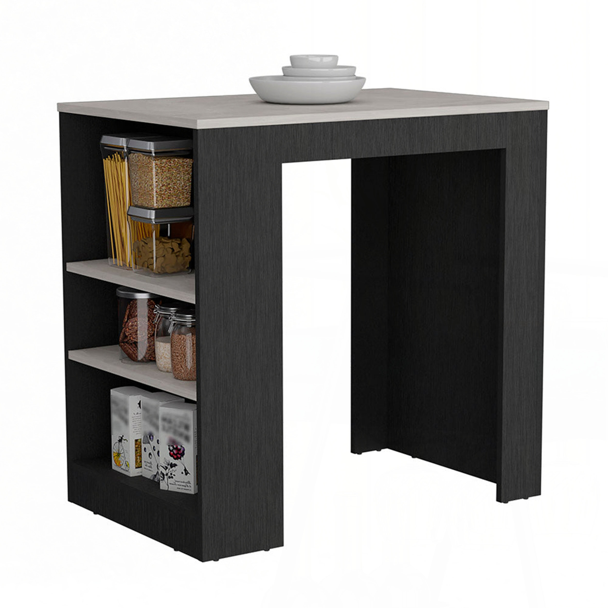 Ebern Designs Harlan Kitchen Island, Counter Height Table Top with 3 ...