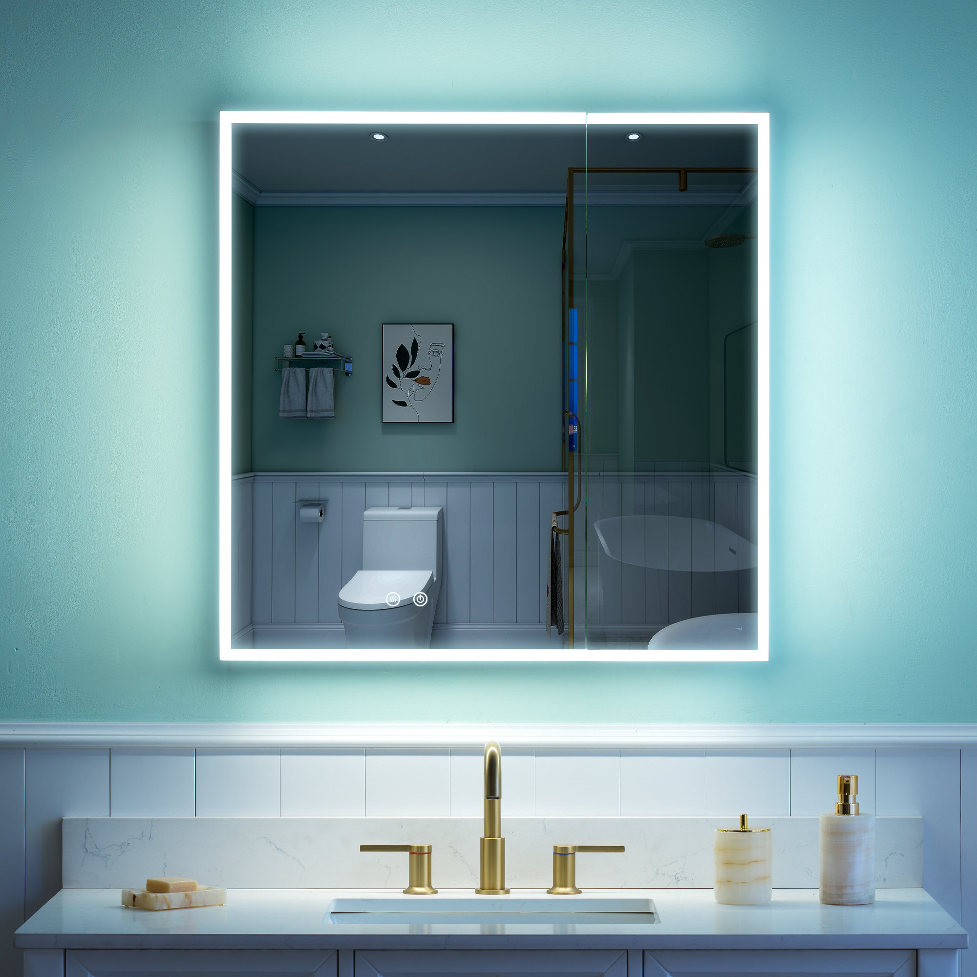 Latitude Run® Lavdi 30"H Recessed Or Surface Wall Mount LED Mirror ...