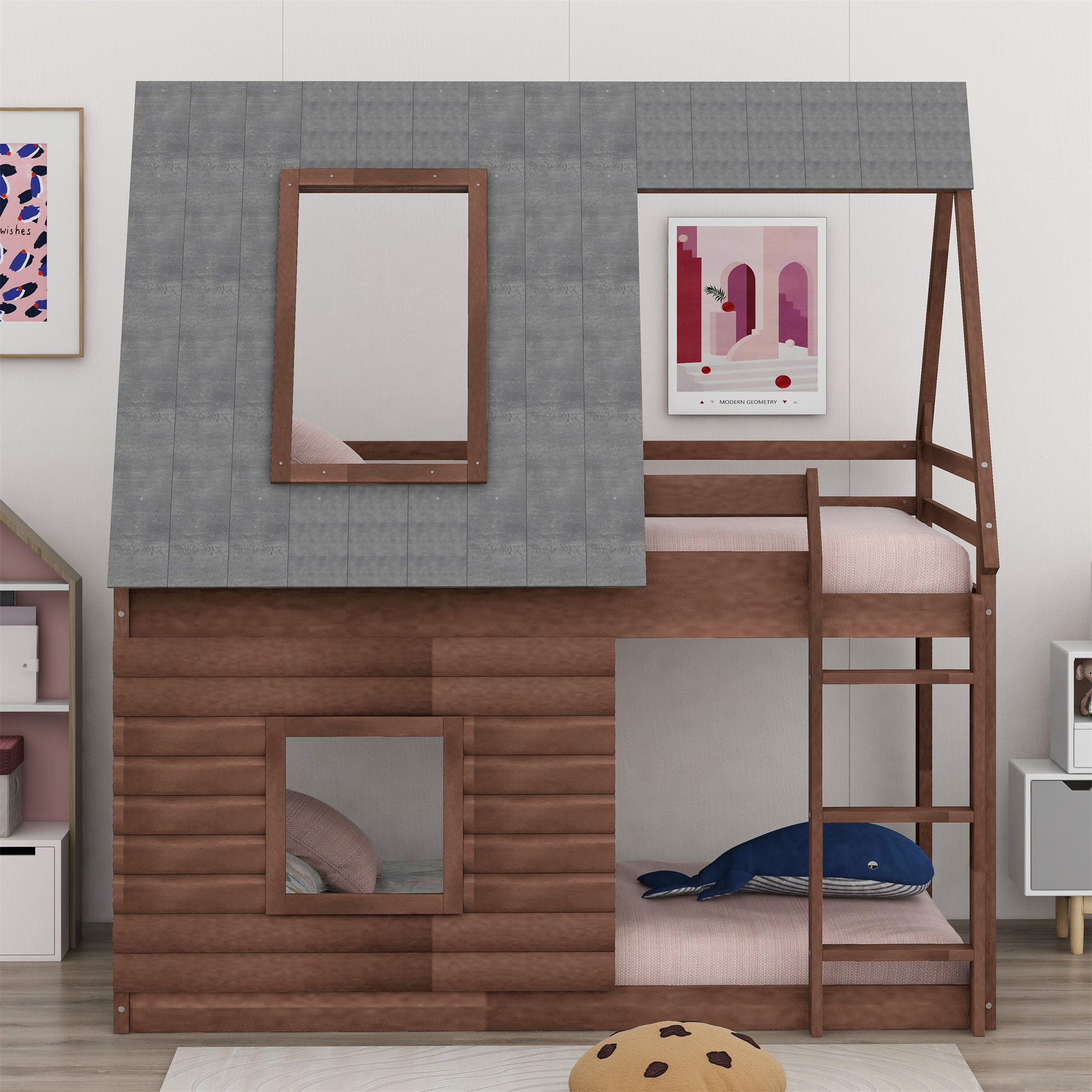 Harper Orchard Ajae Kids Twin Over Twin Bunk Bed | Wayfair