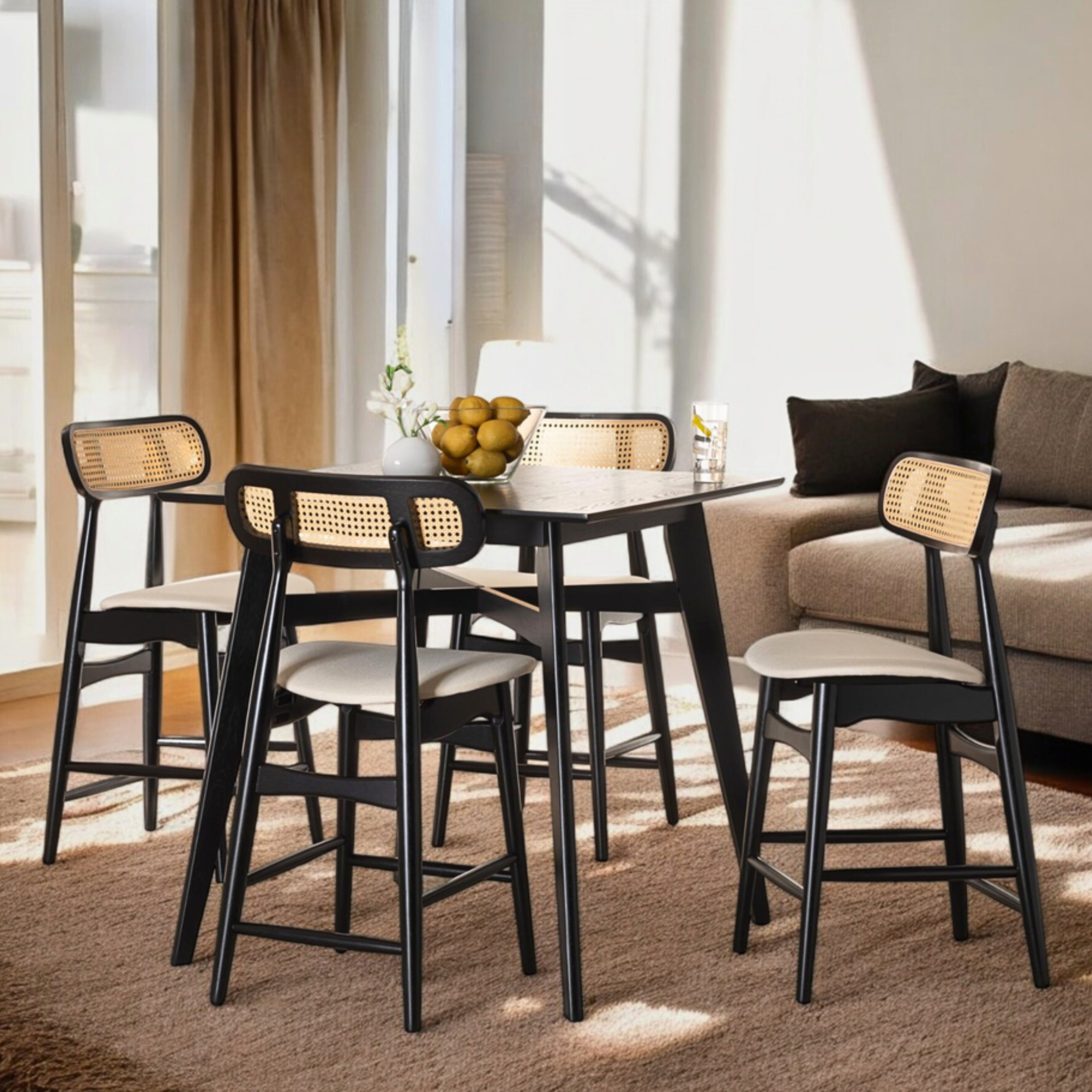 George Oliver Drew 5-Piece Mid-Century Modern Pub Set in Fabric and ...