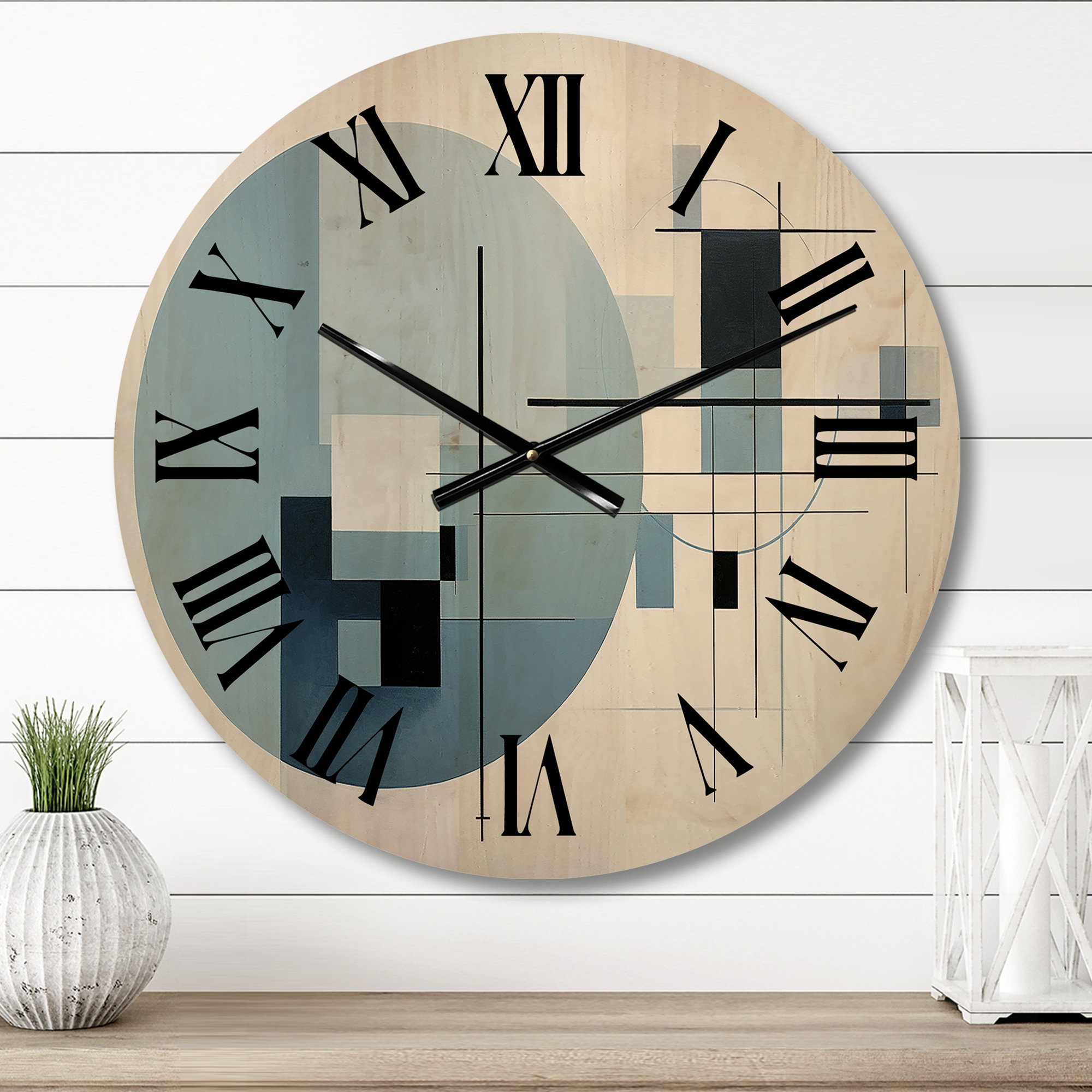 East Urban Home Gray Suprematism Geometric Synthesis I - Abstract Suprematism Oversized Wood ...