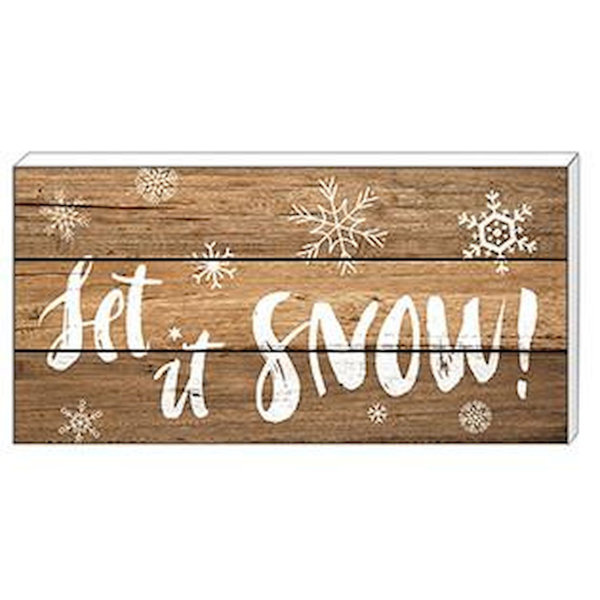 The Holiday Aisle® Let It Snow Vintage Block Sign Decorative Accent ...