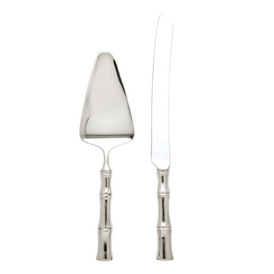 Godinger Silver Art Co Bamboo 18/10 Stainless Steel Cake Server Set ...
