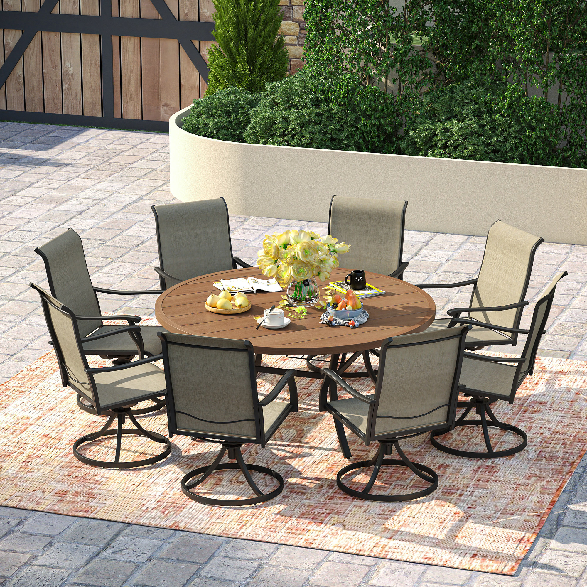 Wildon Home® Devaki 8 - Person Round Outdoor Dining Set & Reviews | Wayfair