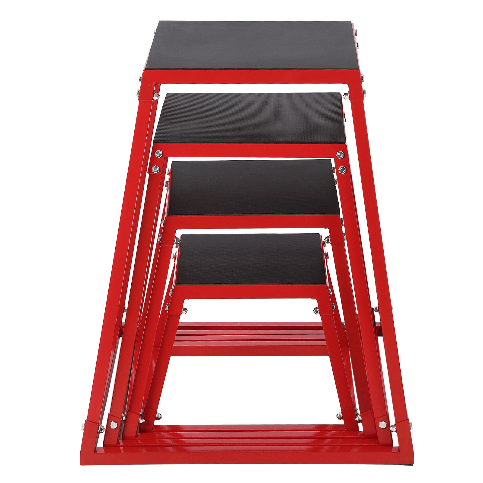 Qeetex 12+18+24+30 inches red Plyometric Jump Stools Steel Plyo ...