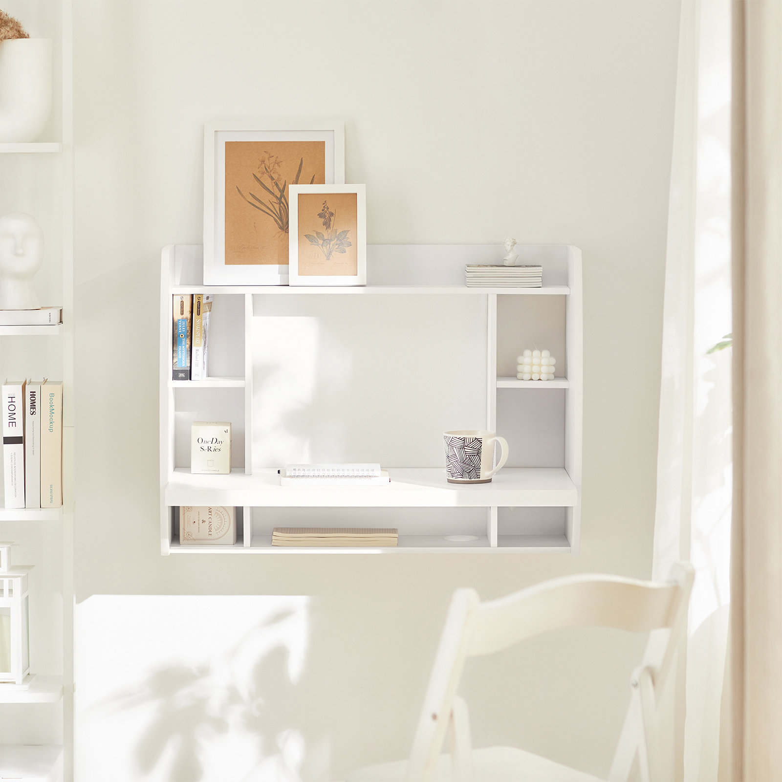 Ebern Designs Raquon Small Floating Corner Desk Table for Small Space ...