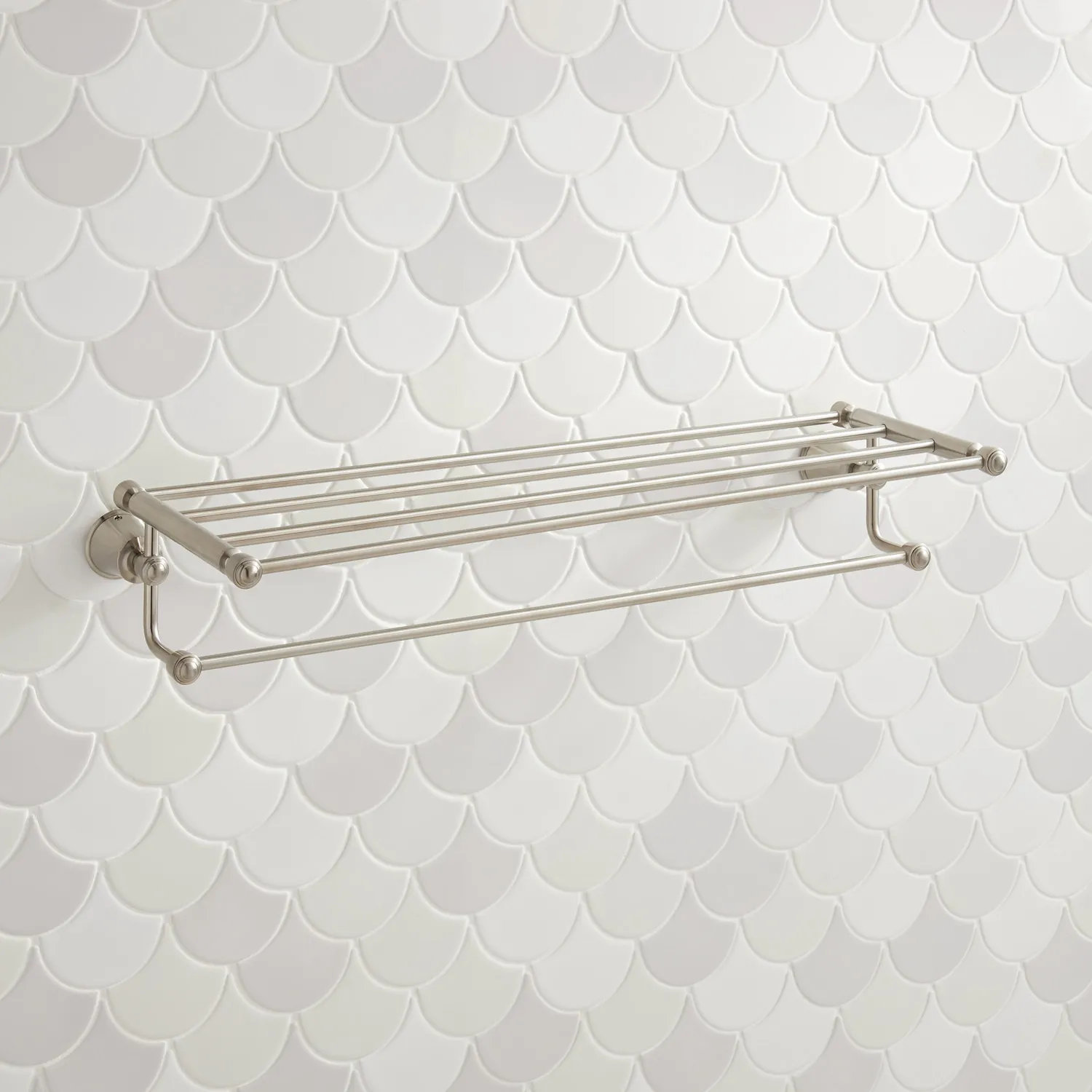 Signature Hardware Cooper Collection Wall-Mount Towel Rack with Shelf ...