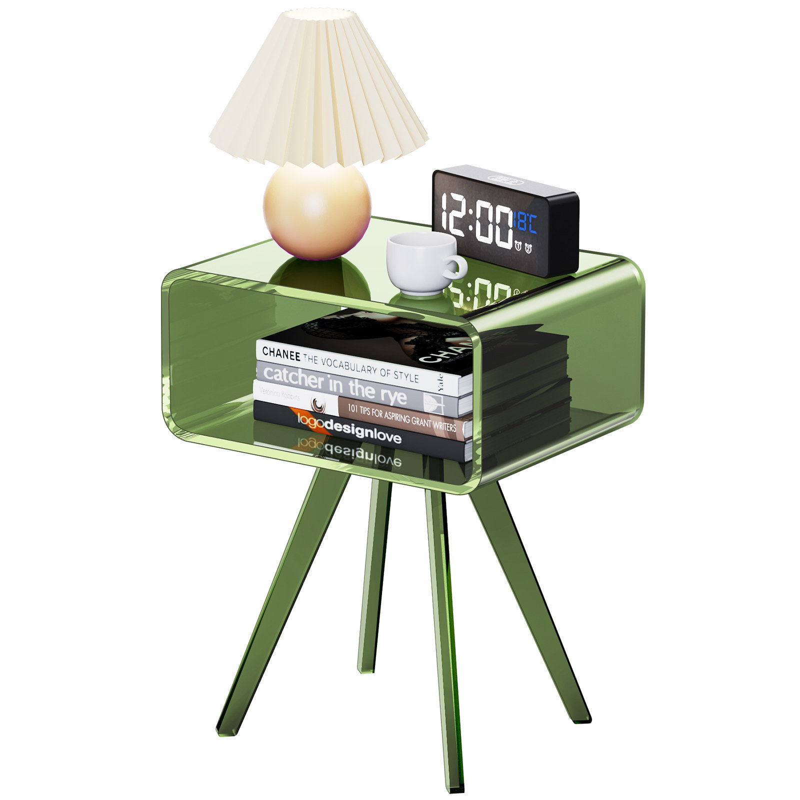 George Oliver Acrylic Side Table, Acrylic Nightstand Bedside Table For ...