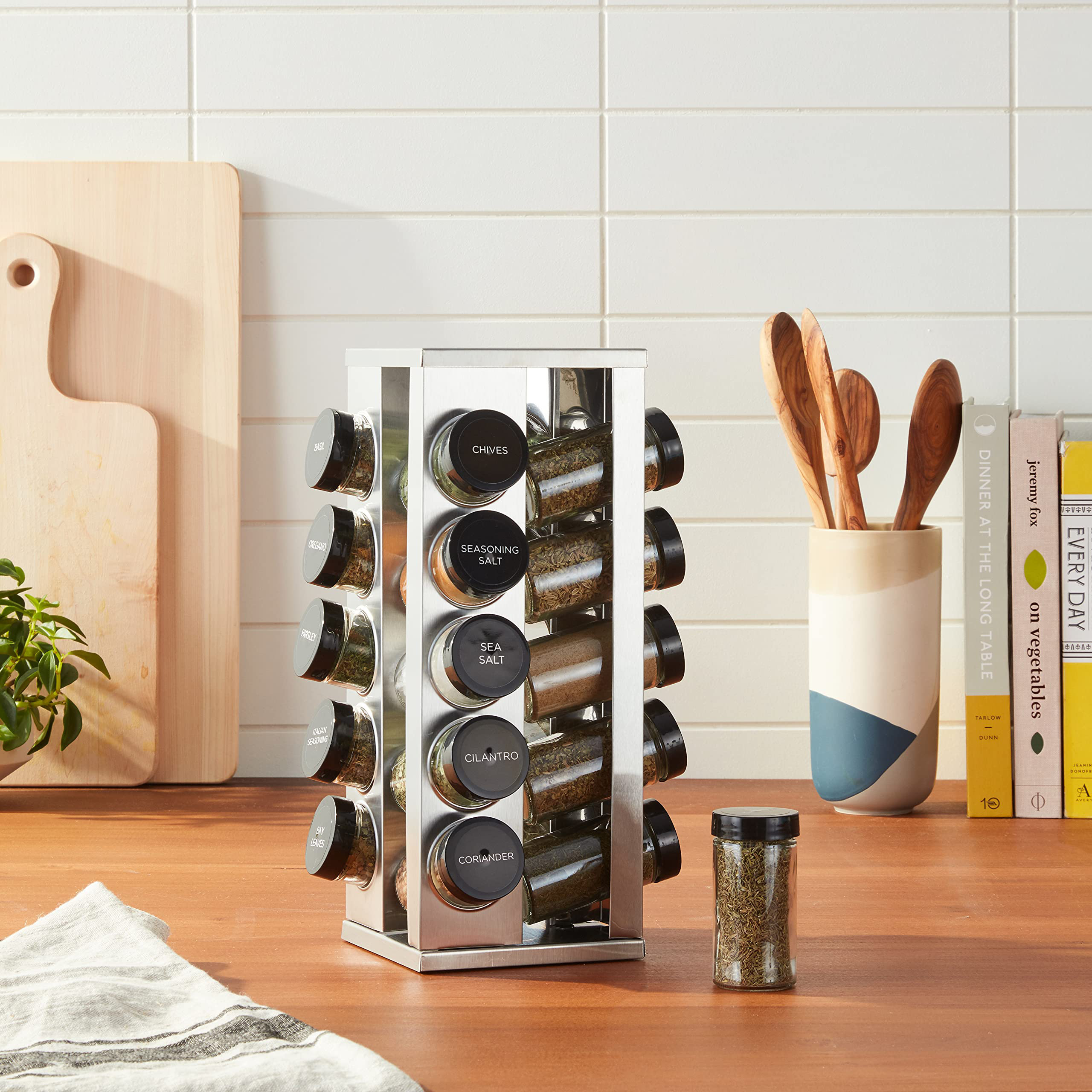 Prep & Savour 20 Jar Heritage Revolving Countertop Spice Rack Organizer ...