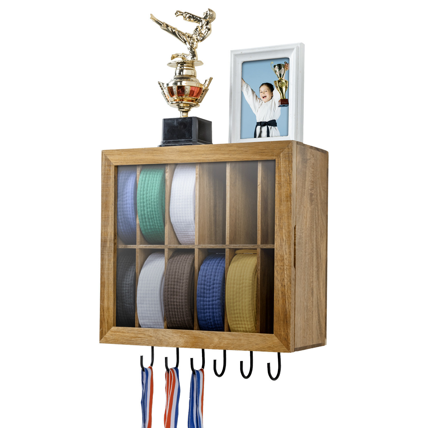 MyGift Wall Martial Arts Belt Medals Holder Display Case - Wayfair Canada
