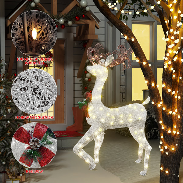 The Holiday Aisle® 3 Piece Christmas Deer Lighted Display Set, 3-Piece ...