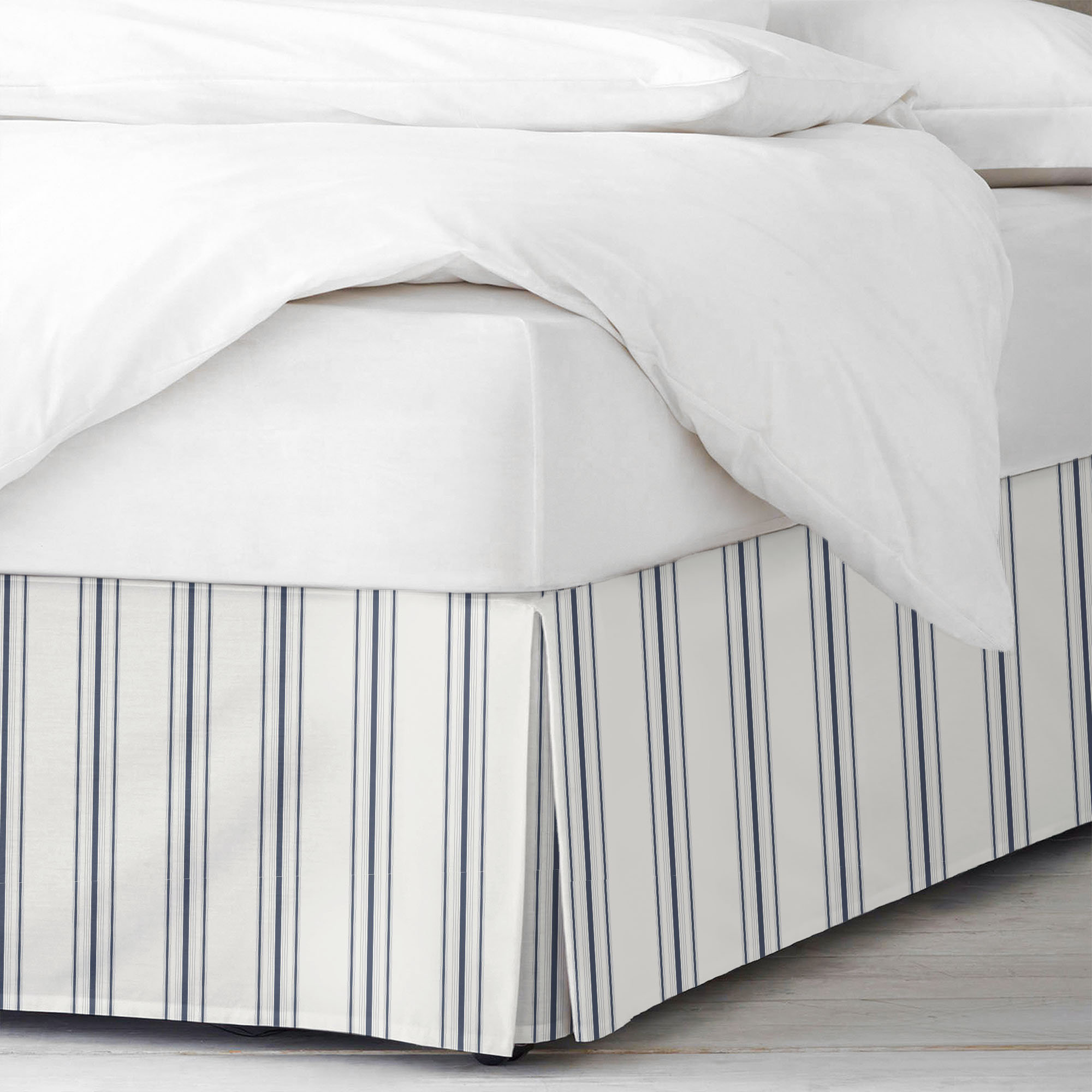 6ix Tailors Fine Linens August Stripe Cotton Tailored Bed Skirt | Wayfair