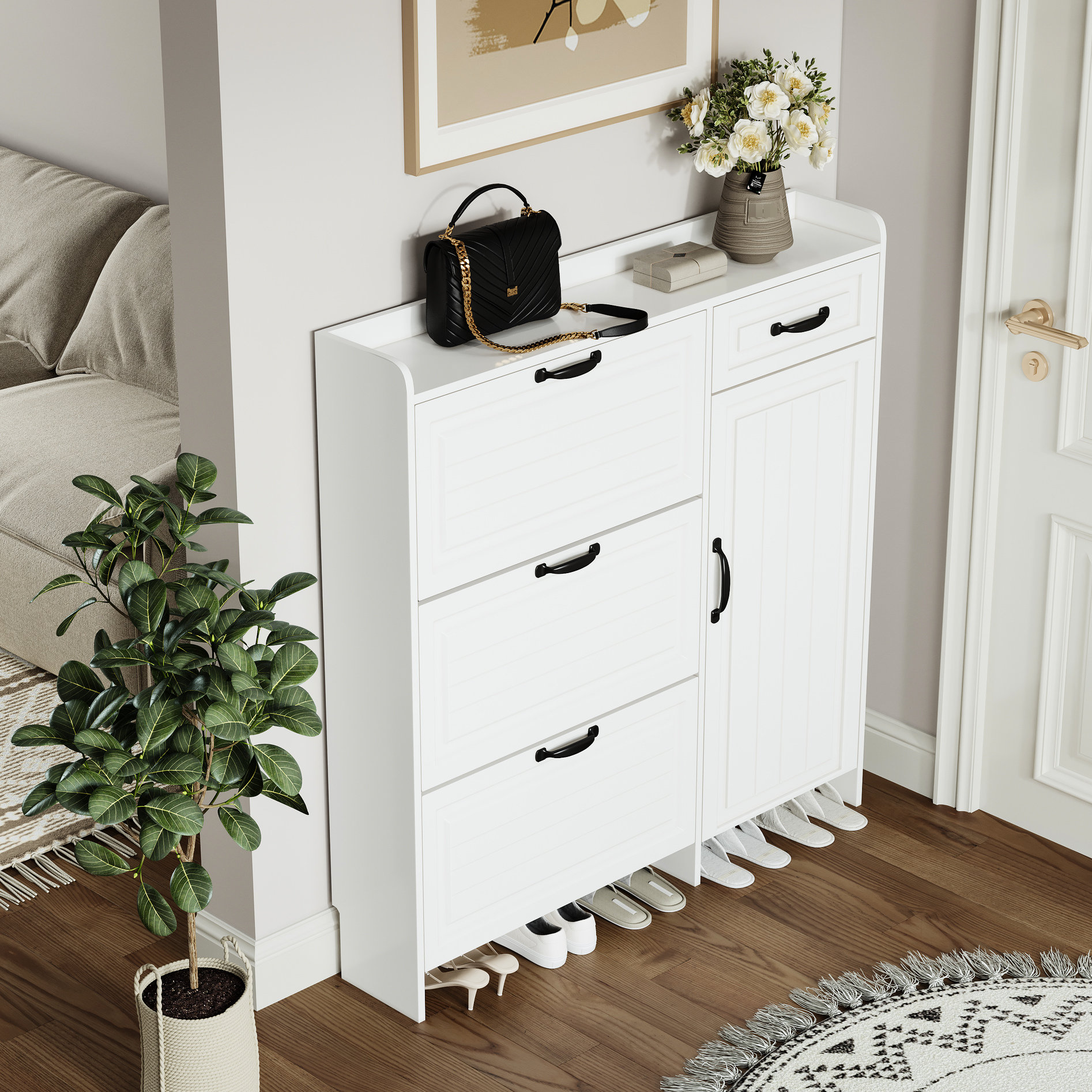 Latitude Run® 4-Door 1 White Shoe Pantry - Keep Your Shoes And ...